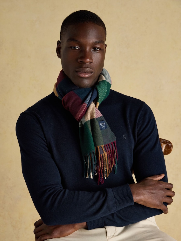 Buy Joules Langtree Teal Blue Checked Large Scarf from Next USA