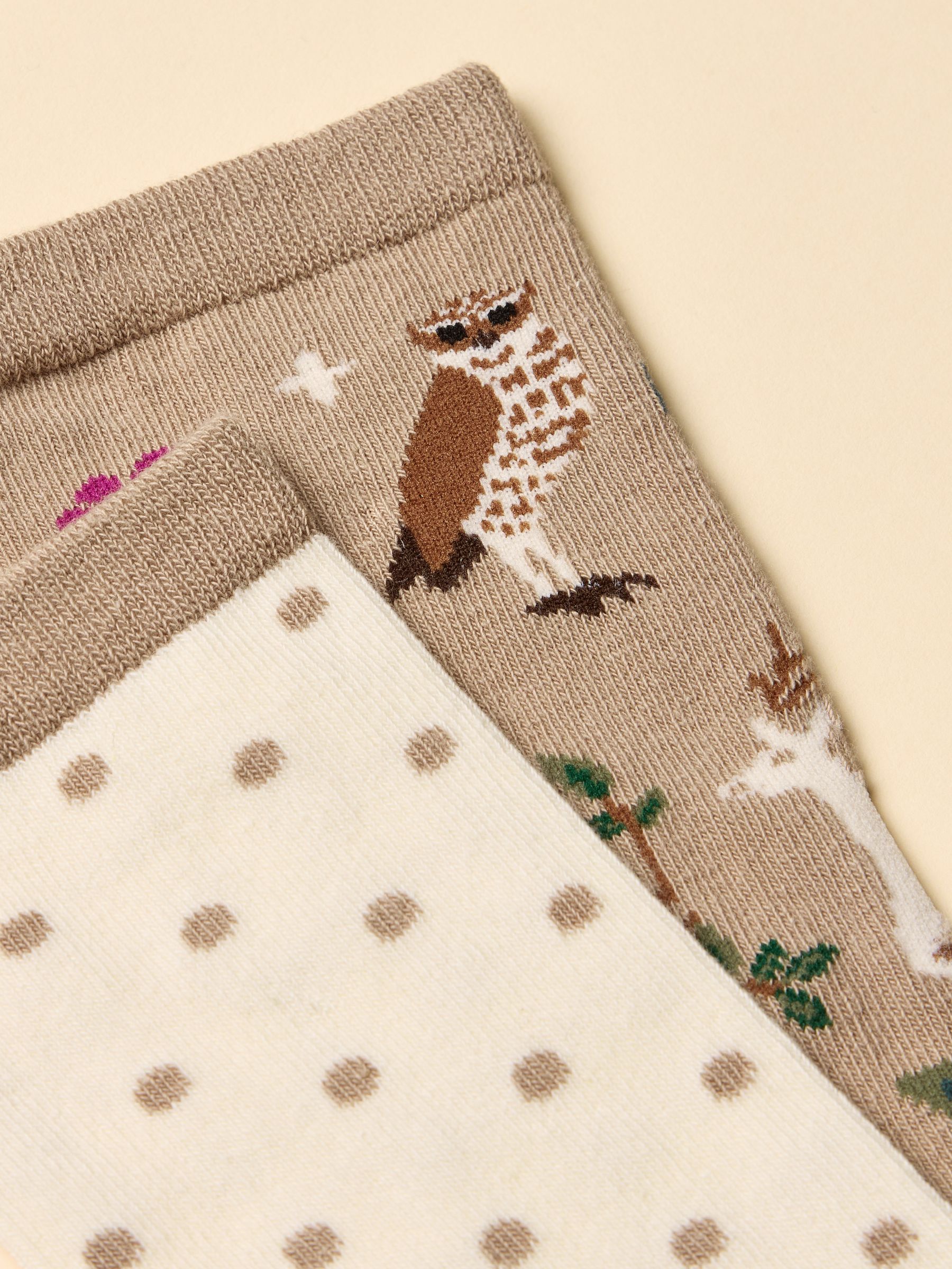 Buy Joules Women's Everyday Neutral Woodland Cotton Blend Socks 2 Pack ...