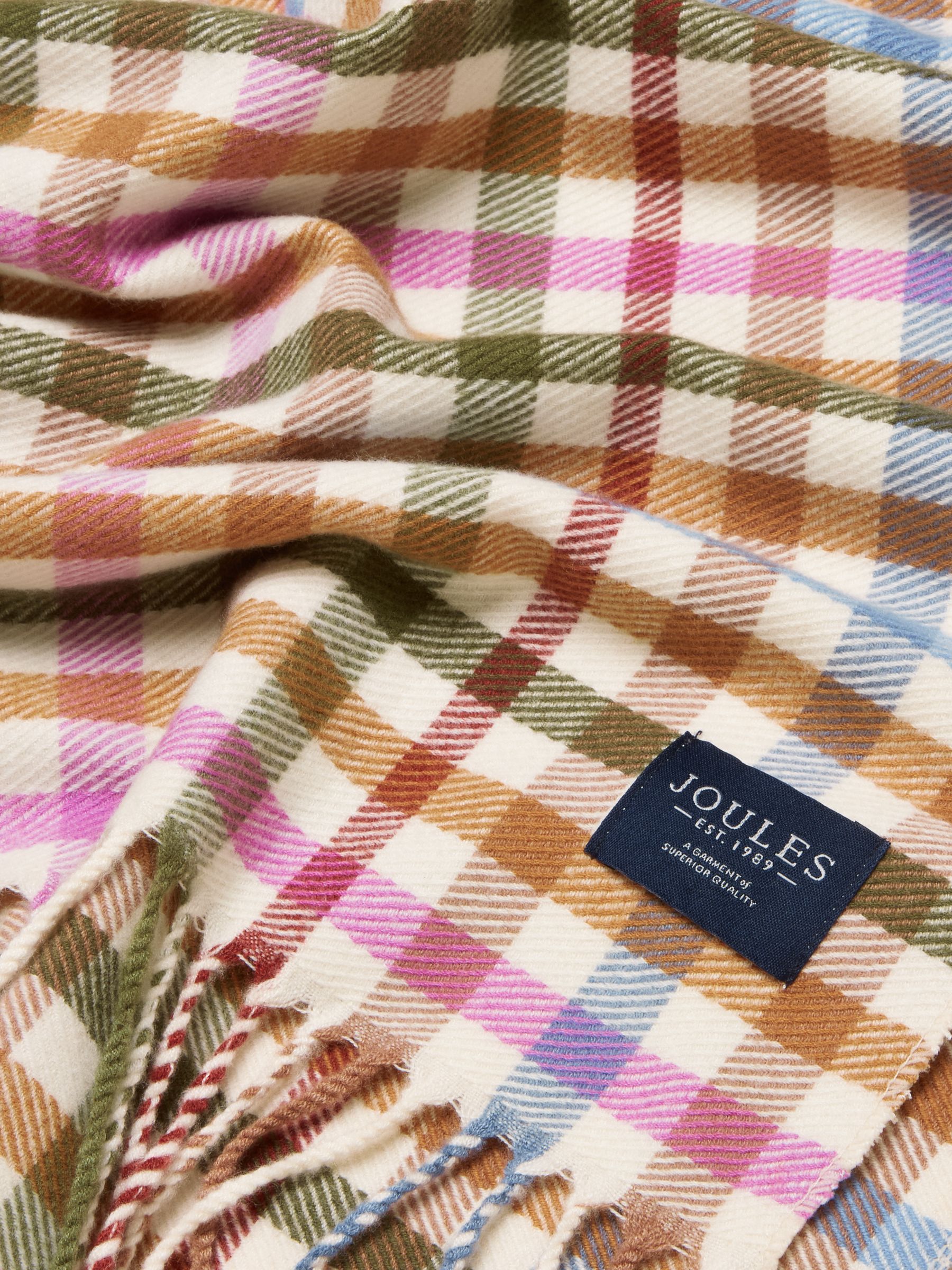 Buy Joules Langtree Multi Neutral Checked Oversized Scarf from the Next ...
