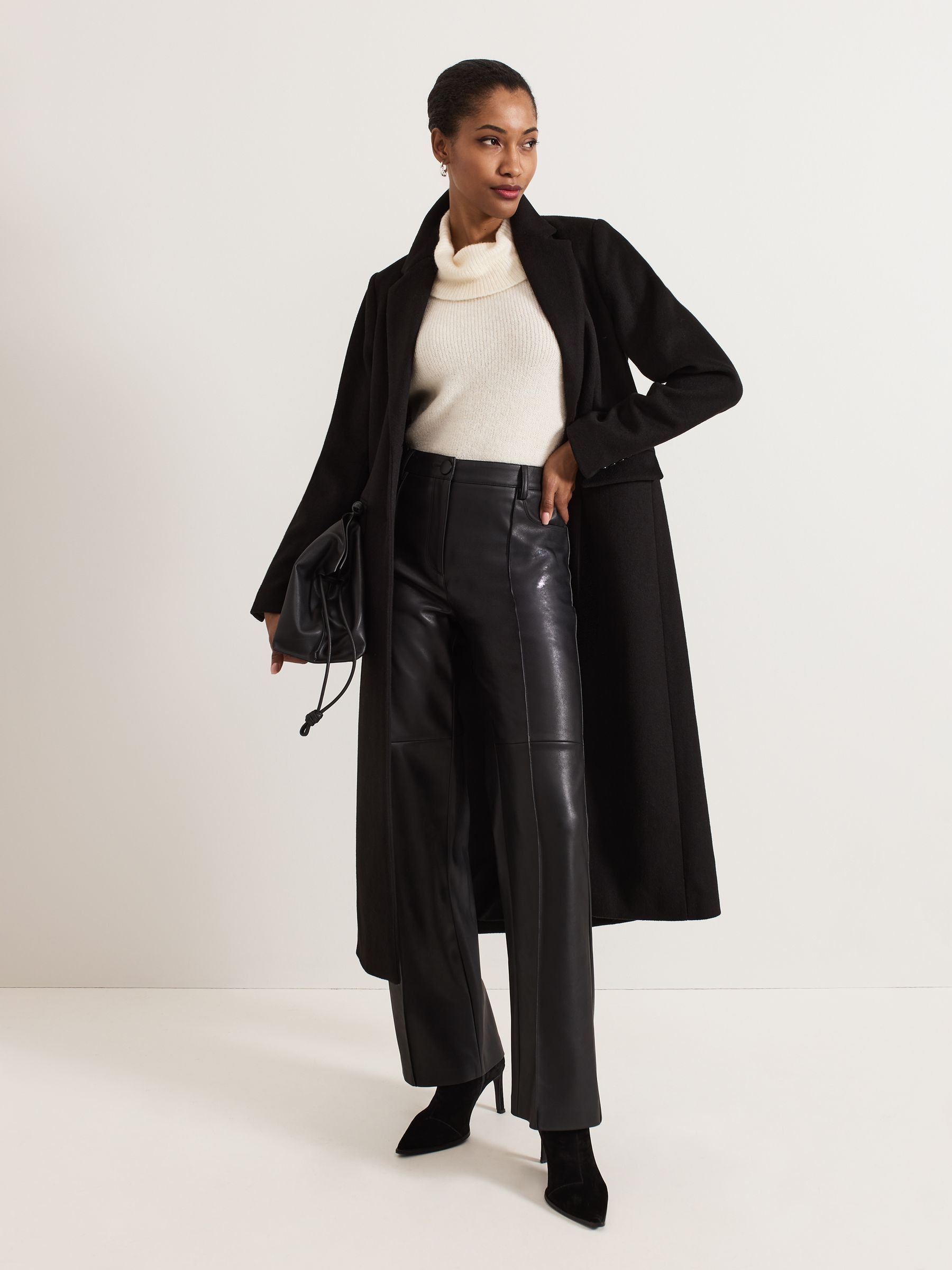 Buy Phase Eight Black Lydia Long Wool Coat from the Next UK online shop