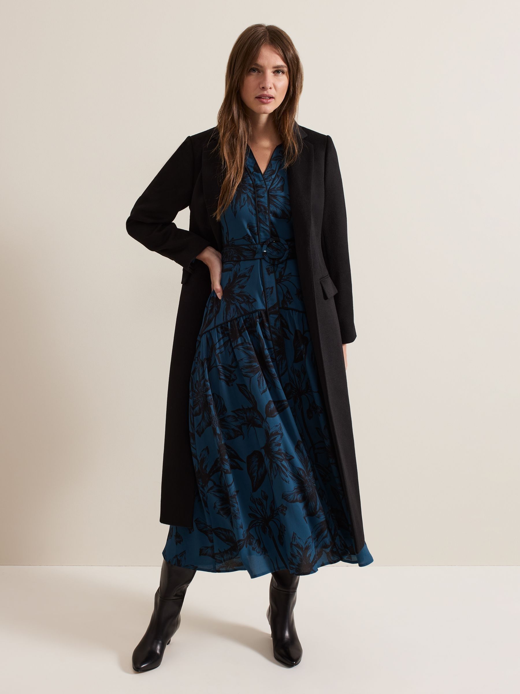 Buy Phase Eight Black Petite Lydia Long Wool Coat from the Next UK ...