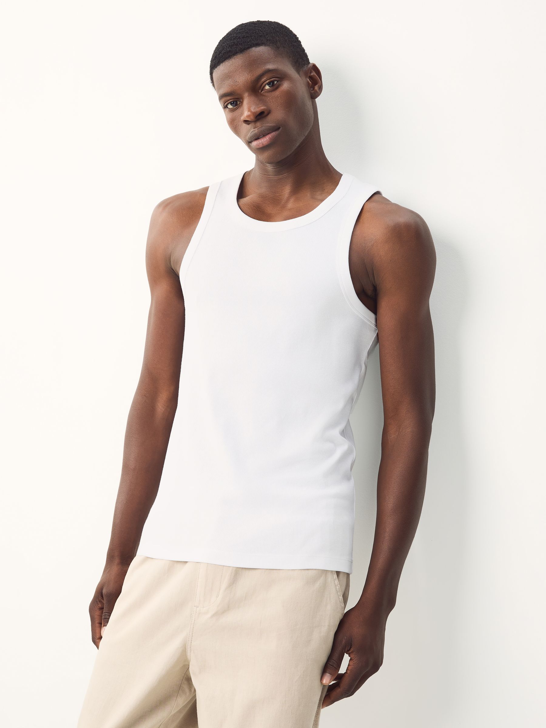 Buy Black/White/Neutral/Navy 4 Pack Slim Ribbed Vest from the Next UK ...