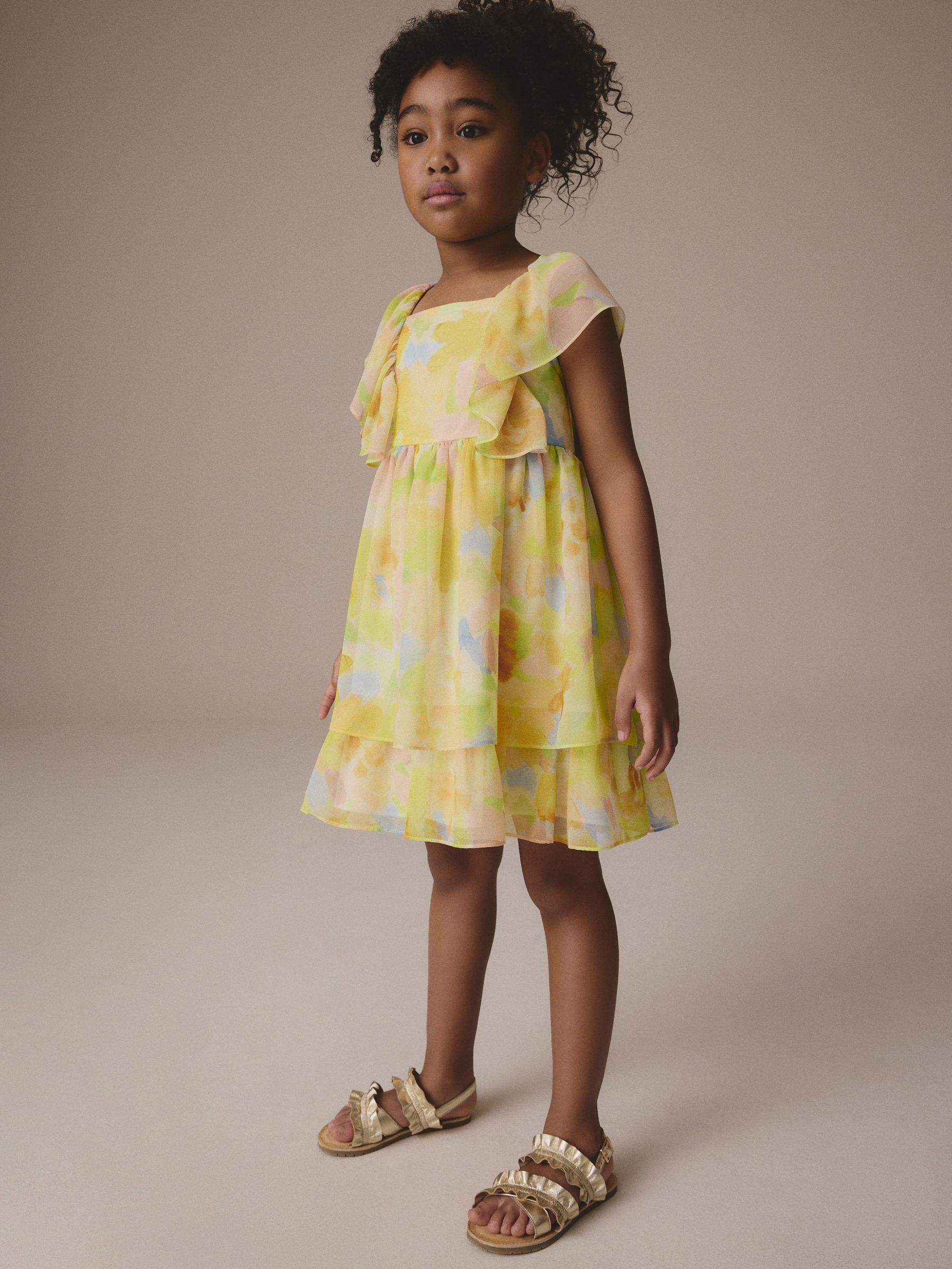 Buy Yellow Printed Chiffon Dress (3-16yrs) from the Next UK online shop