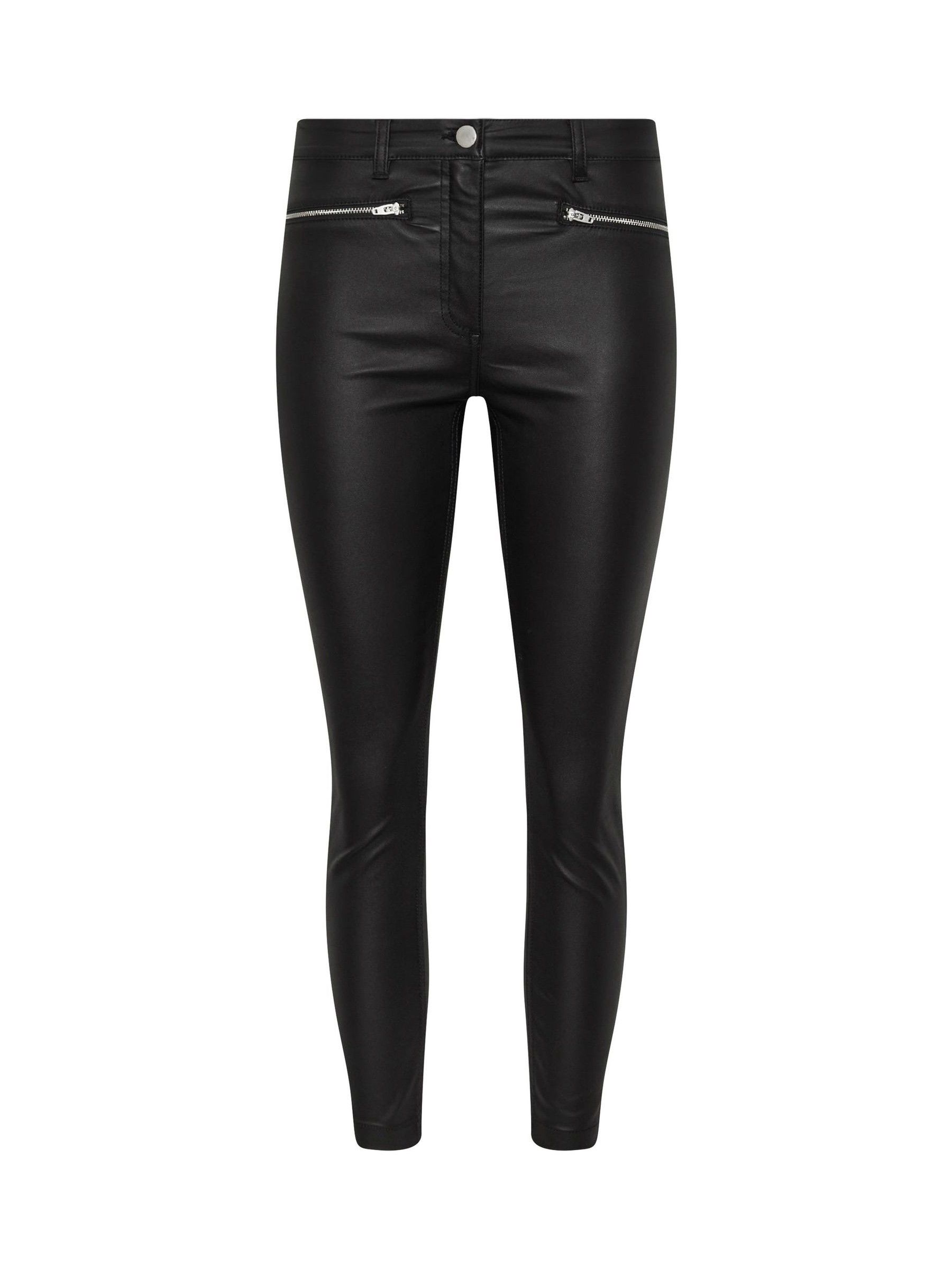 Buy M&Co Black Petite Coated Skinny Zip Trousers from the Next UK ...