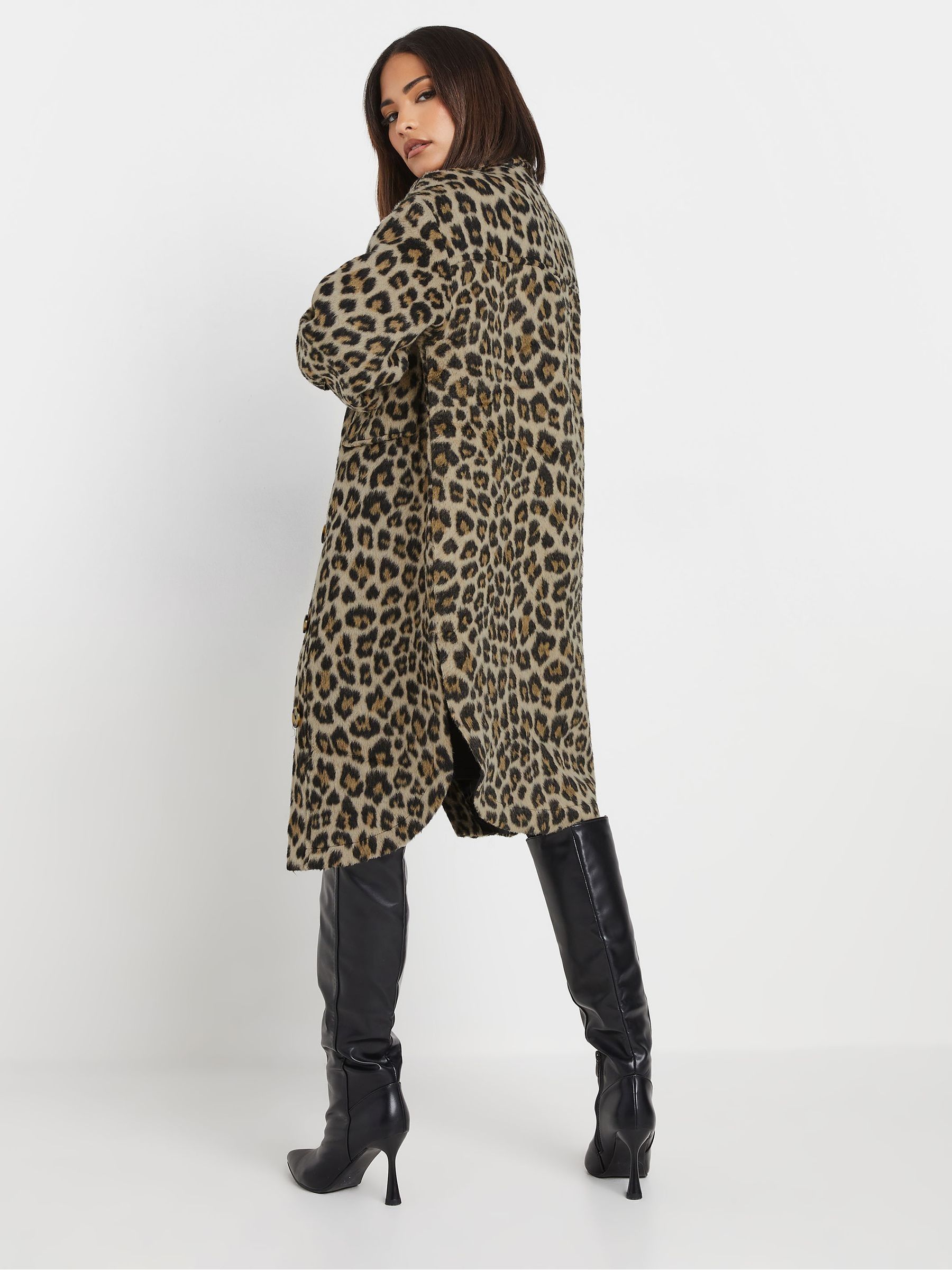 Buy PixieGirl Petite Brown Animal Print Longline Shacket from the Next ...