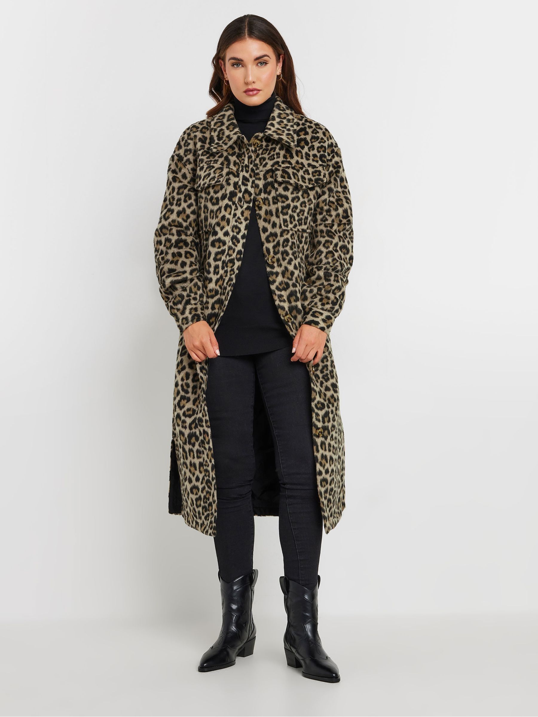 Buy Long Tall Sally Blue Leopard Print Longline Shacket from the Next ...