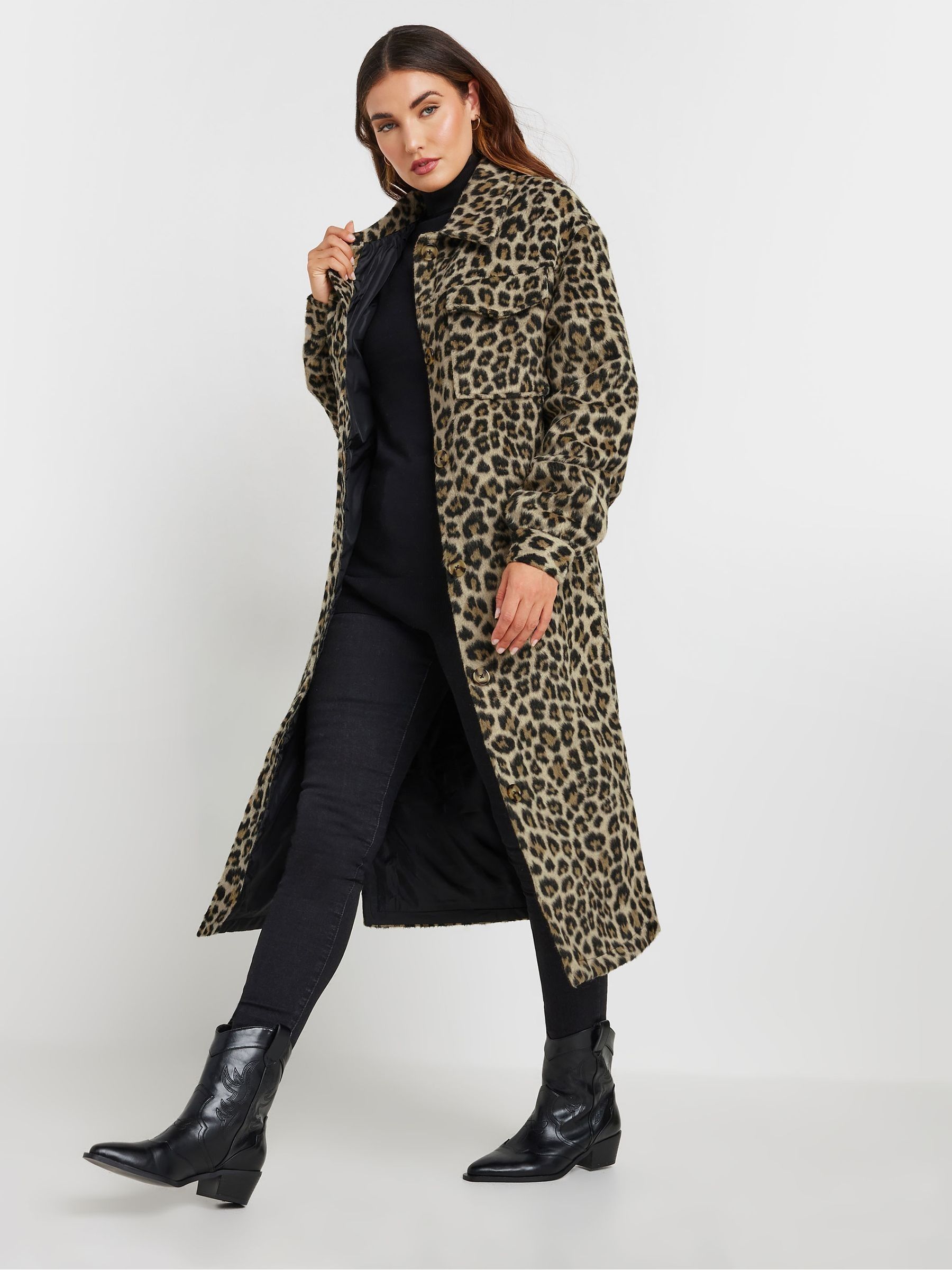 Buy Long Tall Sally Blue Leopard Print Longline Shacket from the Next ...