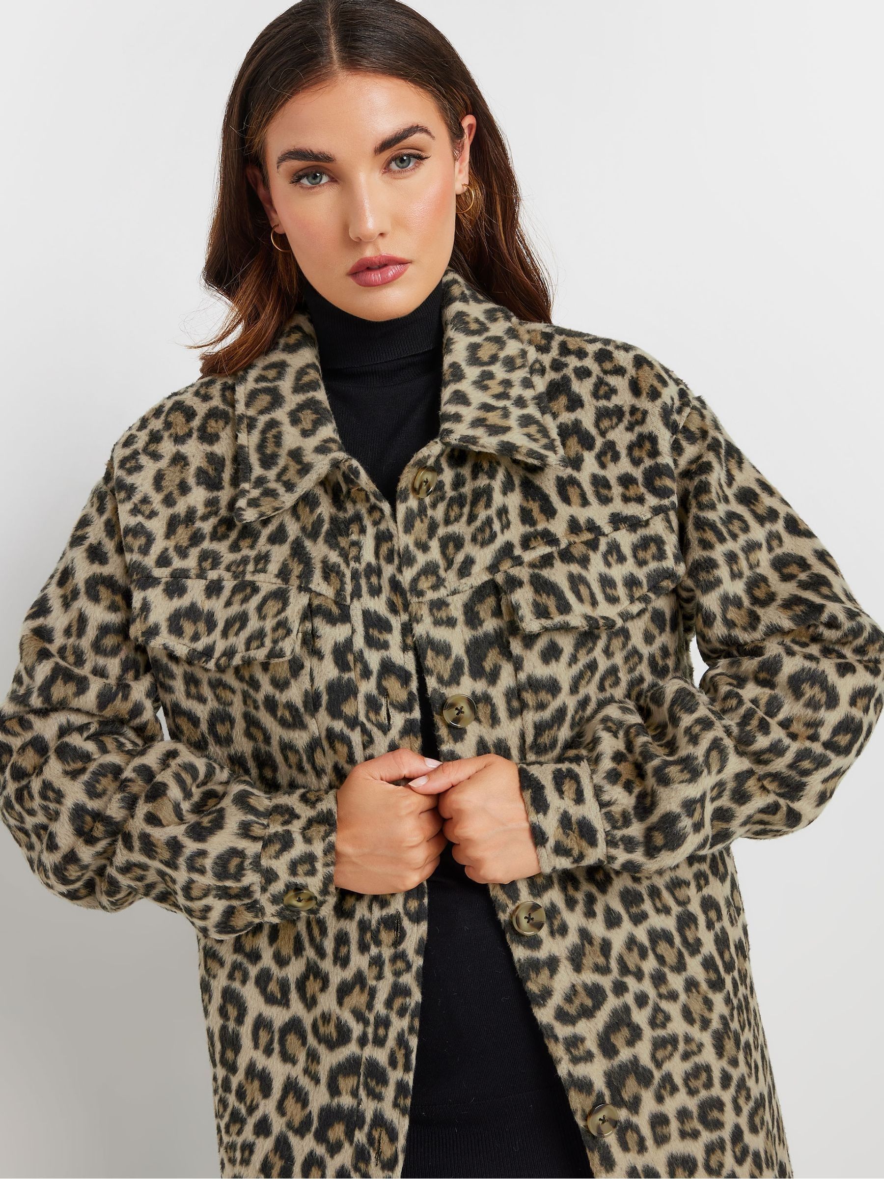 Buy Long Tall Sally Blue Leopard Print Longline Shacket from the Next ...