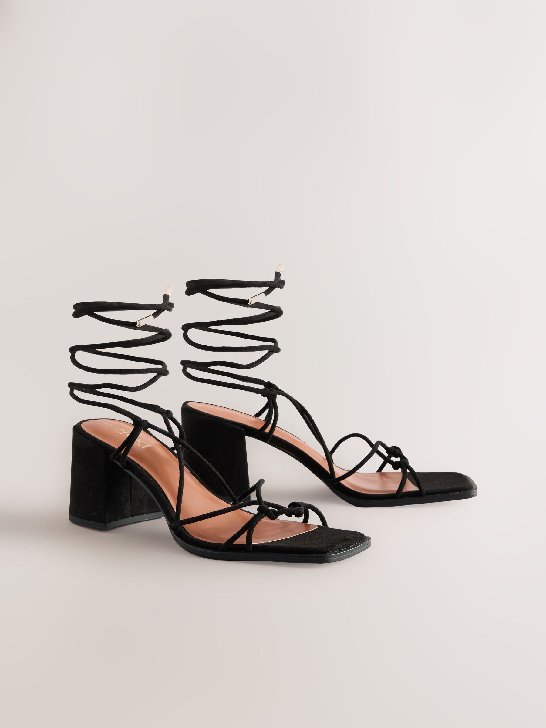 Buy Black Forever Comfort® Square Toe Wrap Block Heel Sandals from the ...