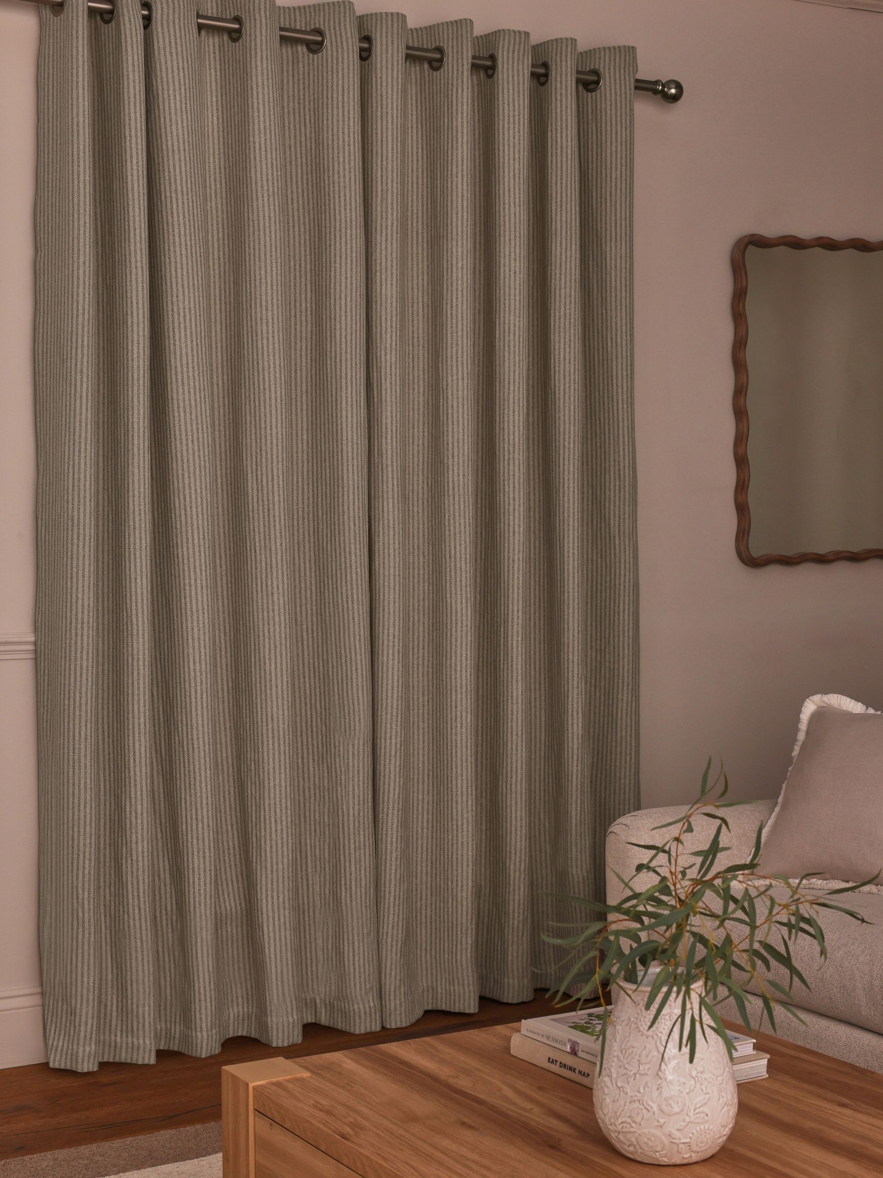 Buy Natural Brushed Stripe Lined Eyelet Curtains from Next USA