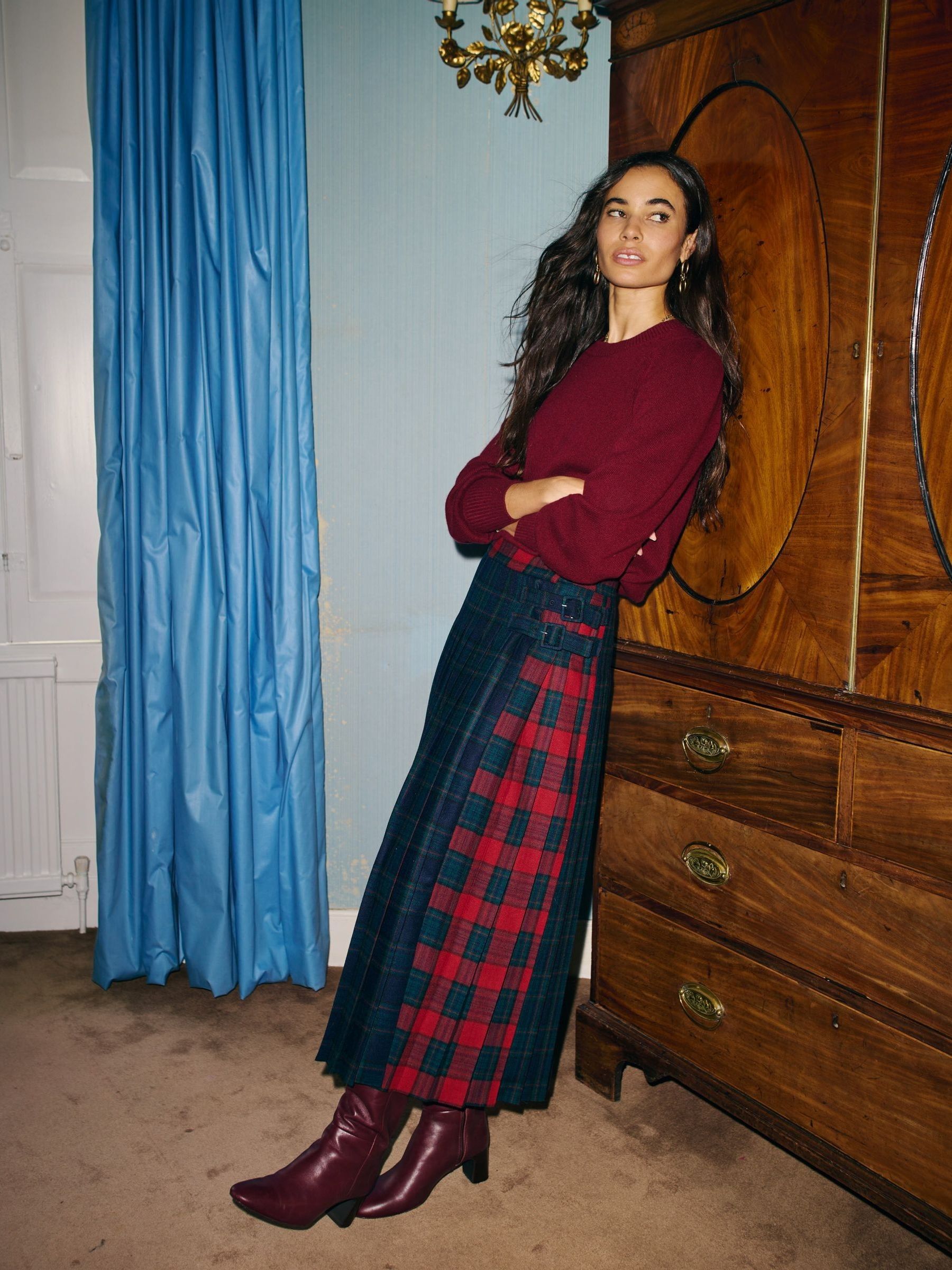 Buy Boden Blue Josephine Midi Kilt Skirt from the Next UK online shop