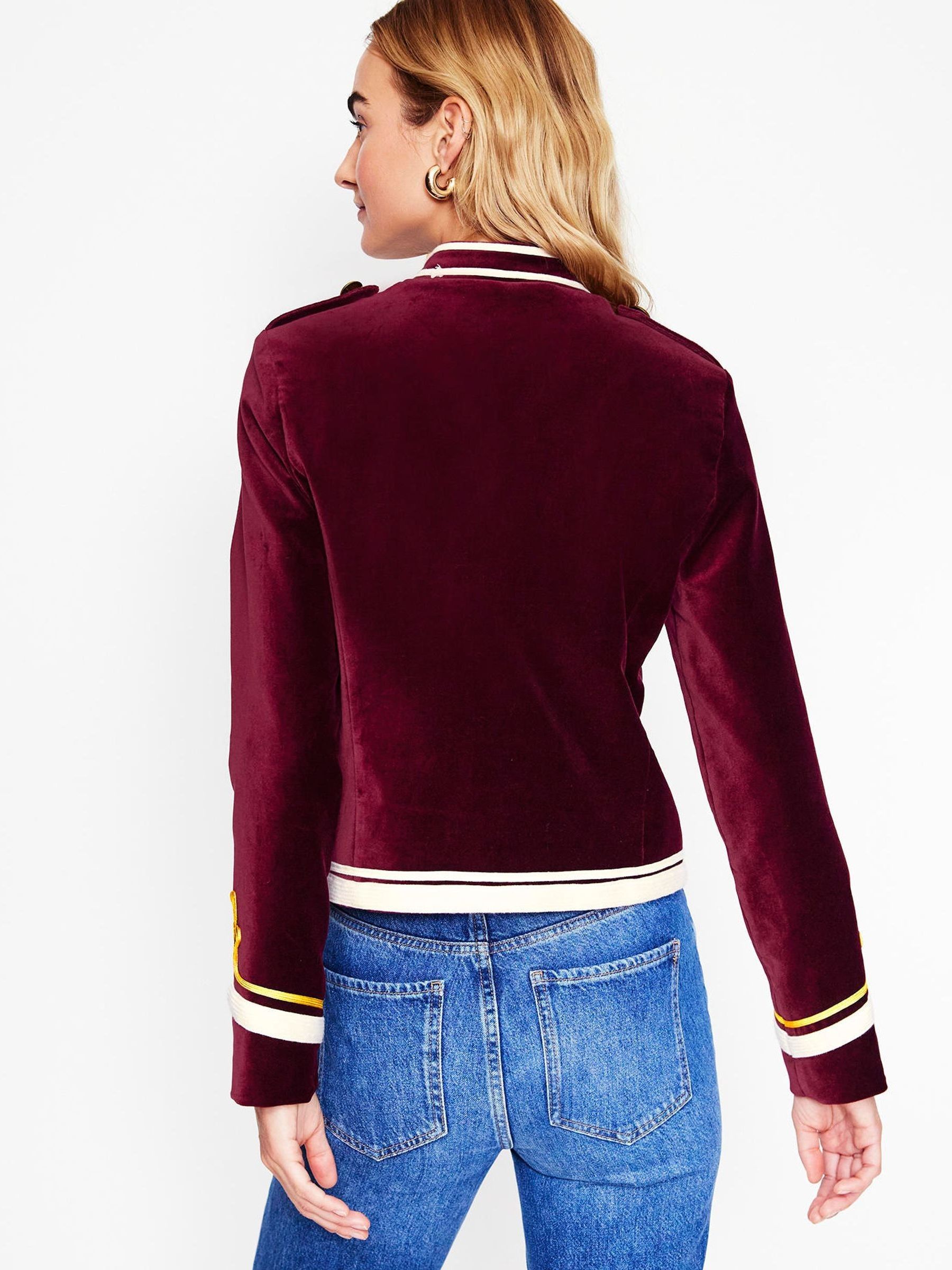 Buy Boden Burgundy Velvet Military Jacket from the Next UK online shop