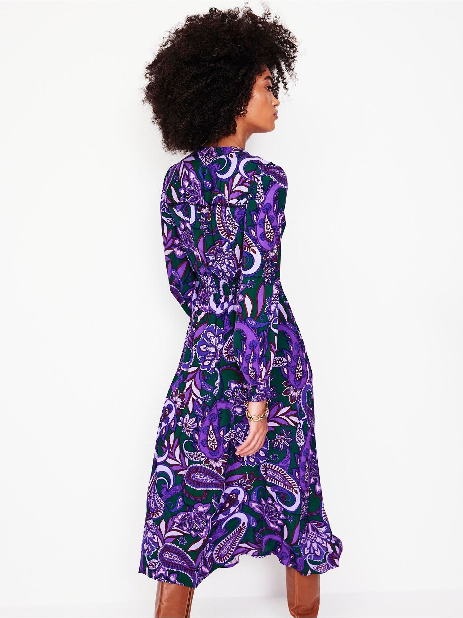 Buy Boden Purple Zoe Trim Detail Midi Dress from the Next UK online shop