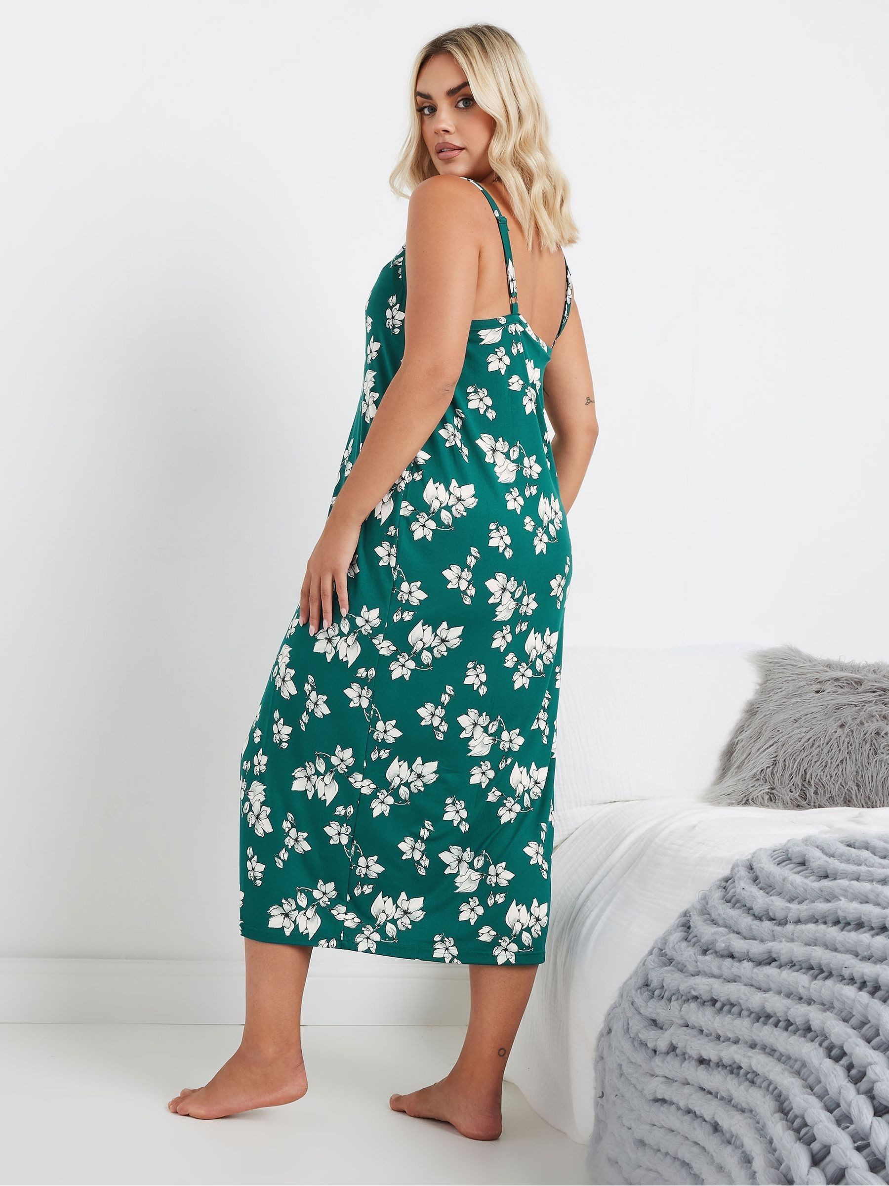 Buy Yours Curve Green Floral Print Soft Touch Midaxi Chemise from the ...