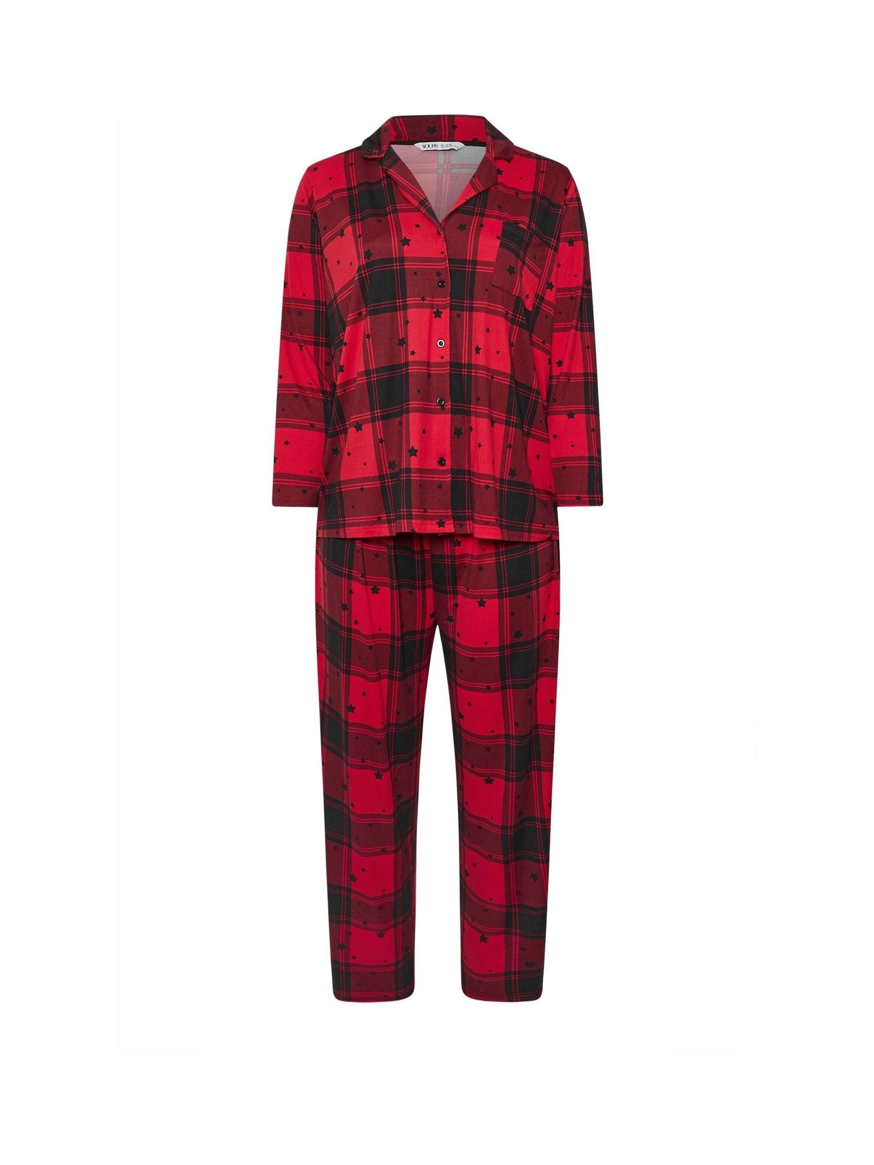 Buy Yours Curve Red Soft Touch Star Check Pyjamas Set from the Next UK ...