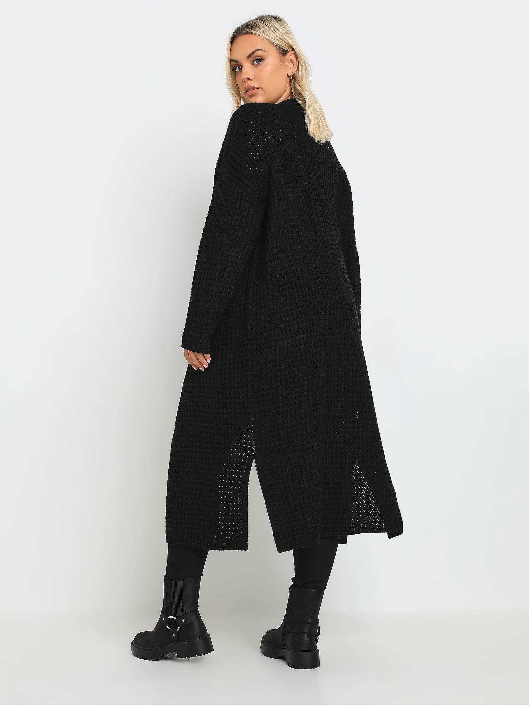 Buy Yours Curve Black Waffle Knit Maxi Cardigan from the Next UK online ...