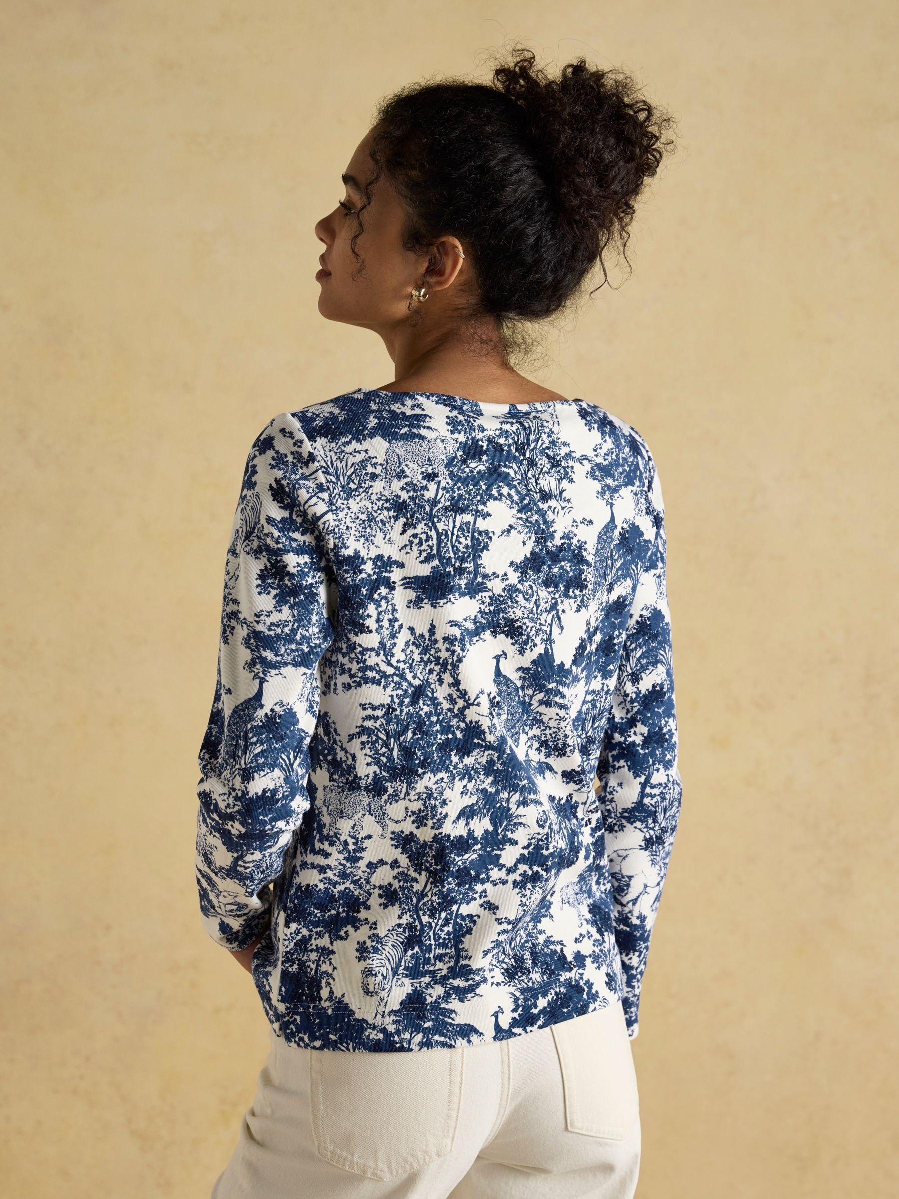 Buy Joules Harbour Navy Toile de Jouy Boat Neck Printed Top from the ...