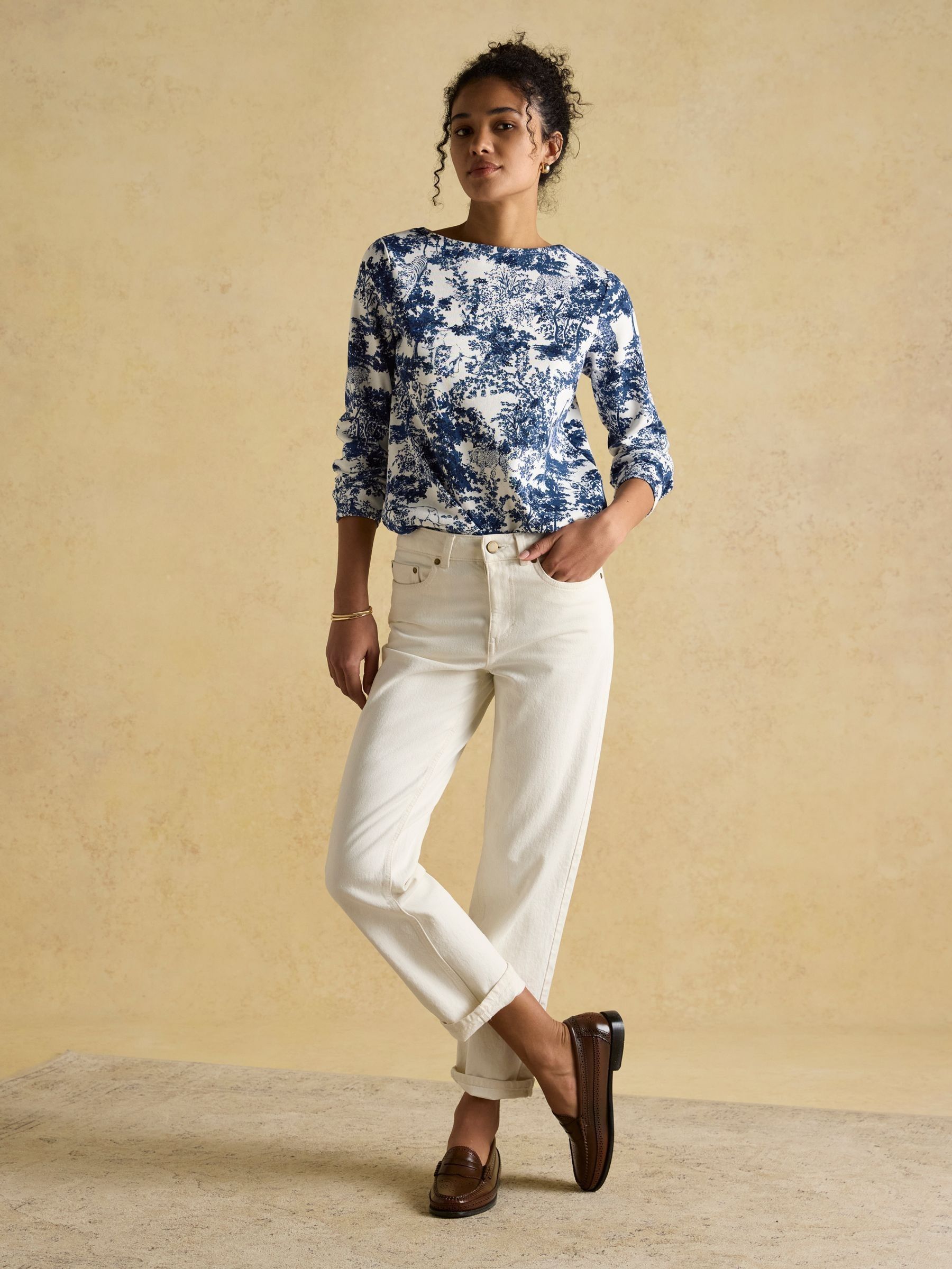 Buy Joules Harbour Navy Toile de Jouy Boat Neck Printed Top from Next USA