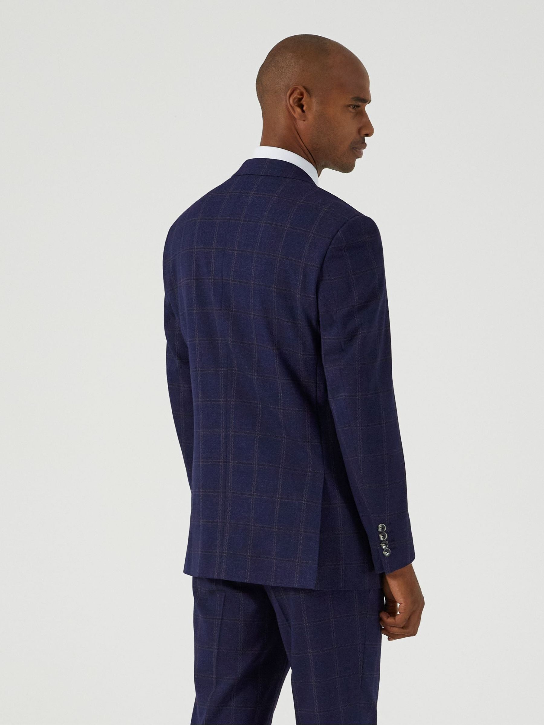 Buy Skopes Blue Tailored Fit Barron Check Suit Jacket from the Next UK ...