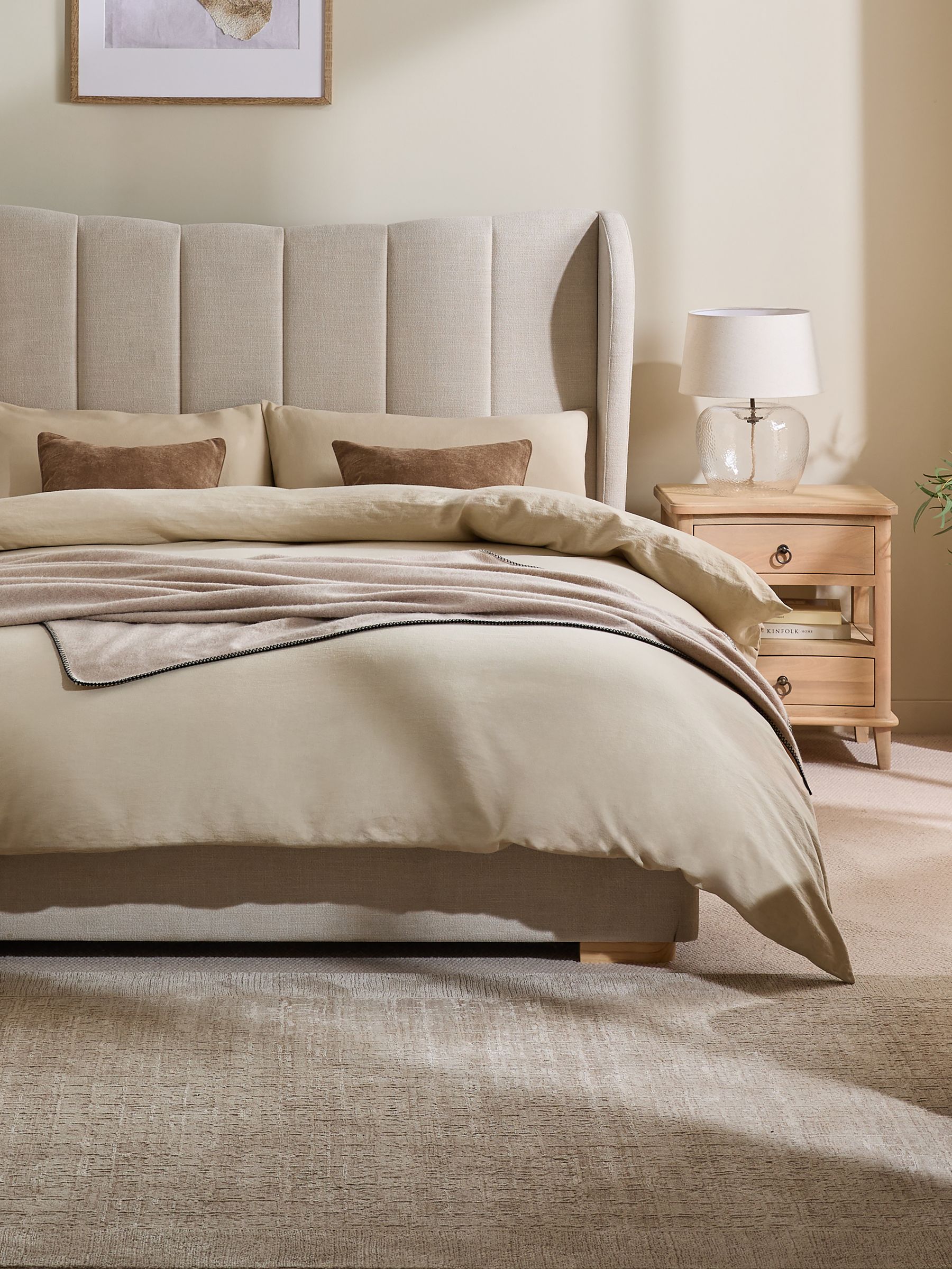 Buy Tweedy Plain Light Natural Grace Upholstered Bed Frame from the ...