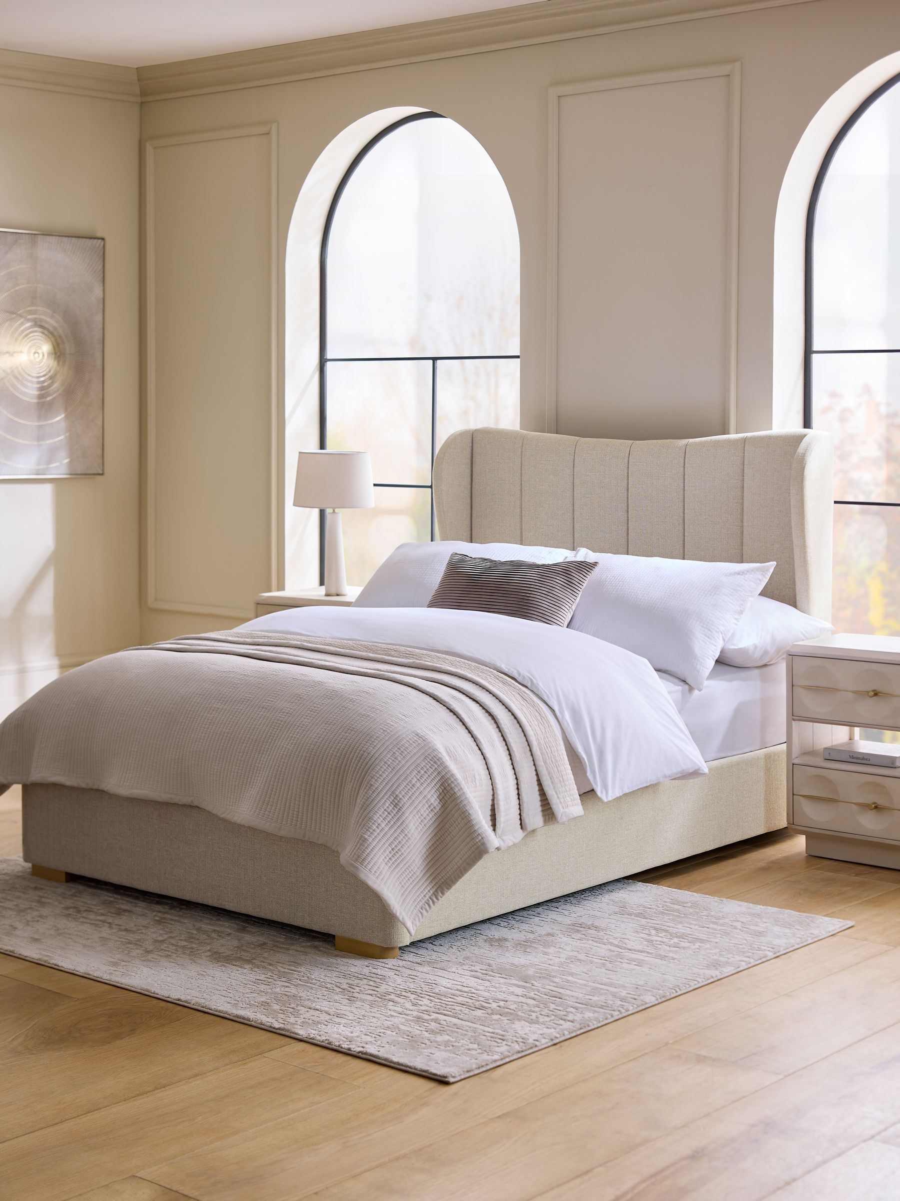 Buy Tweedy Plain Light Natural Grace Upholstered Bed Frame from the ...