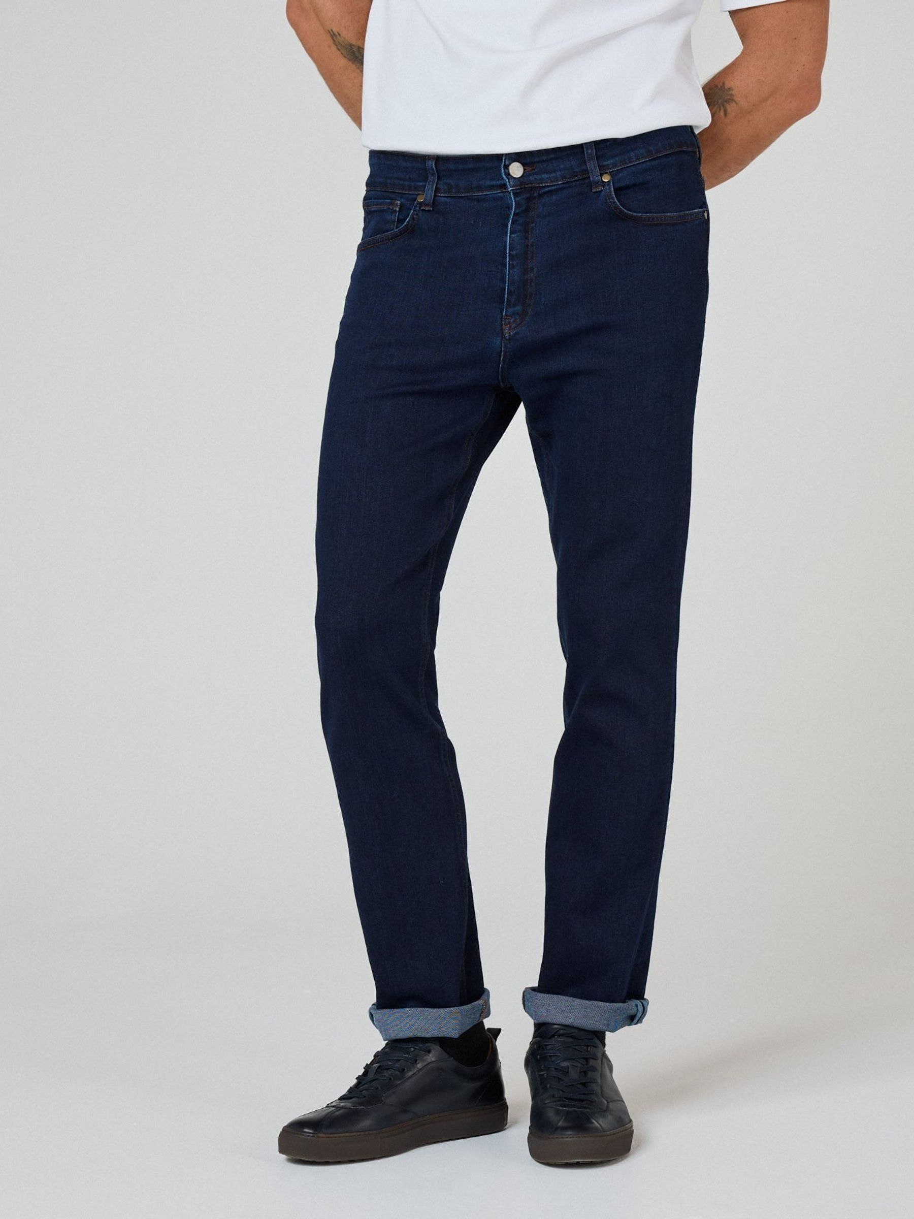 Buy Oliver Sweeney Navy Limerick Tapered Fit 100% Cotton Stretch Denim ...