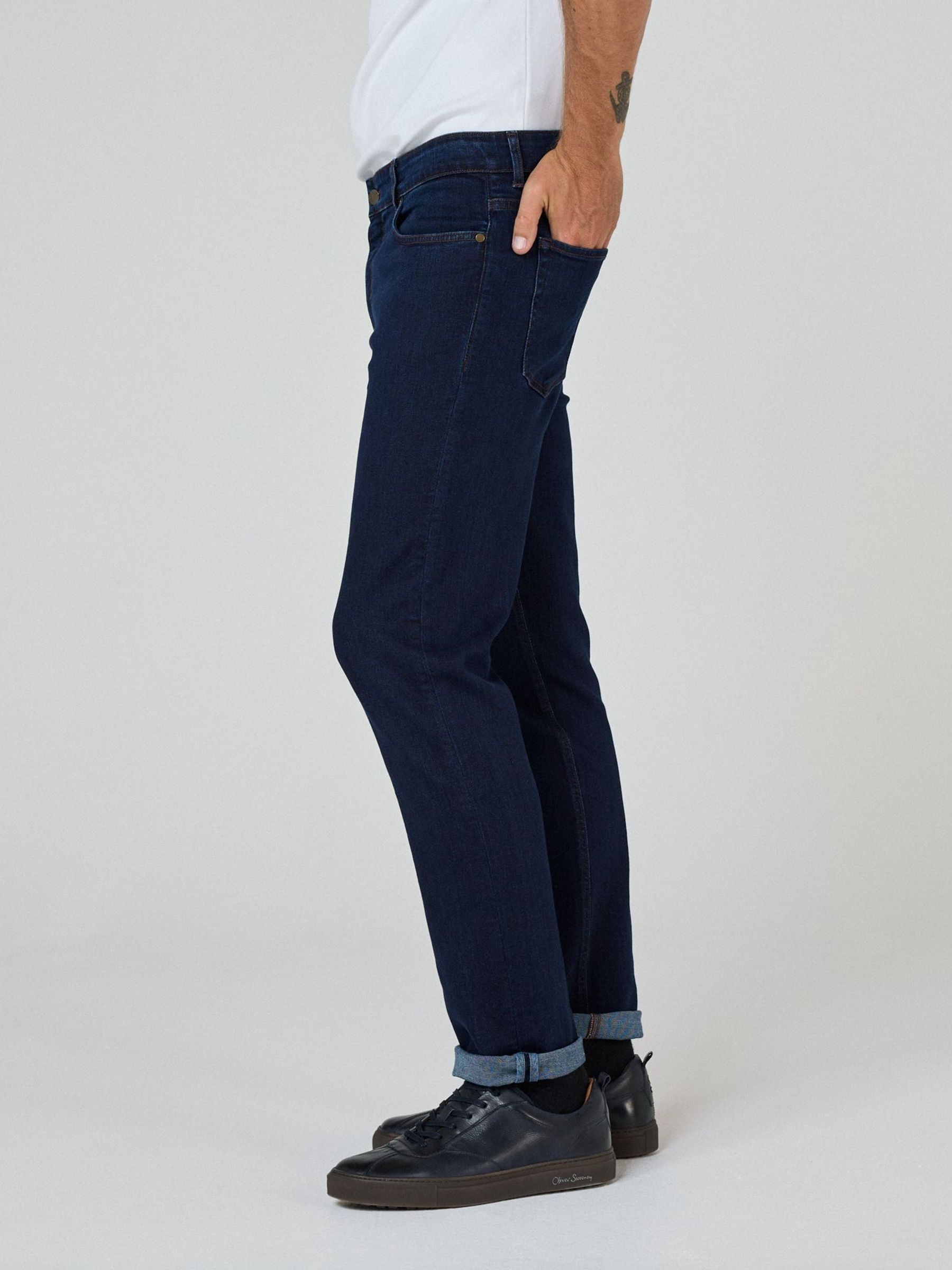 Buy Oliver Sweeney Navy Limerick Tapered Fit 100% Cotton Stretch Denim ...