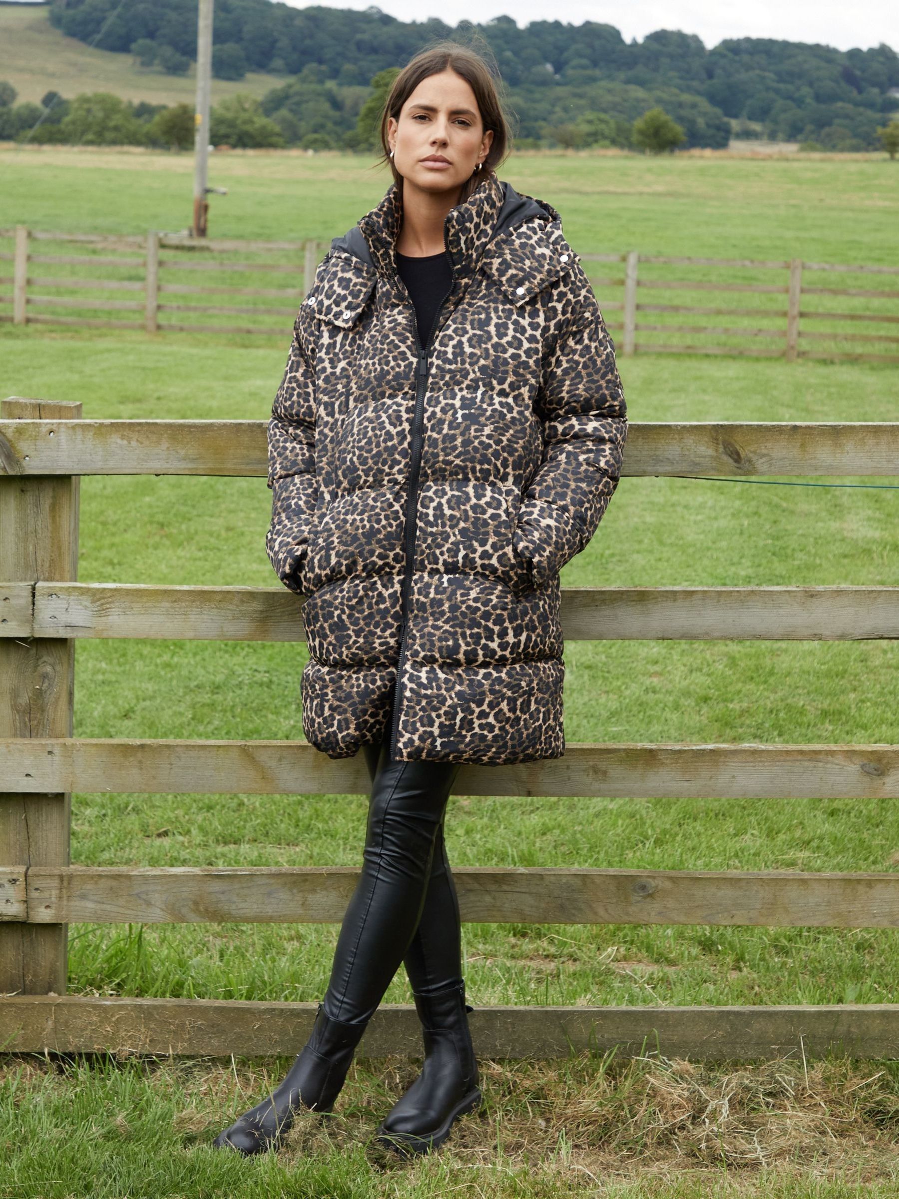 Buy Threadbare Brown Leopard Print Hooded Puffer Coat from the Next UK ...