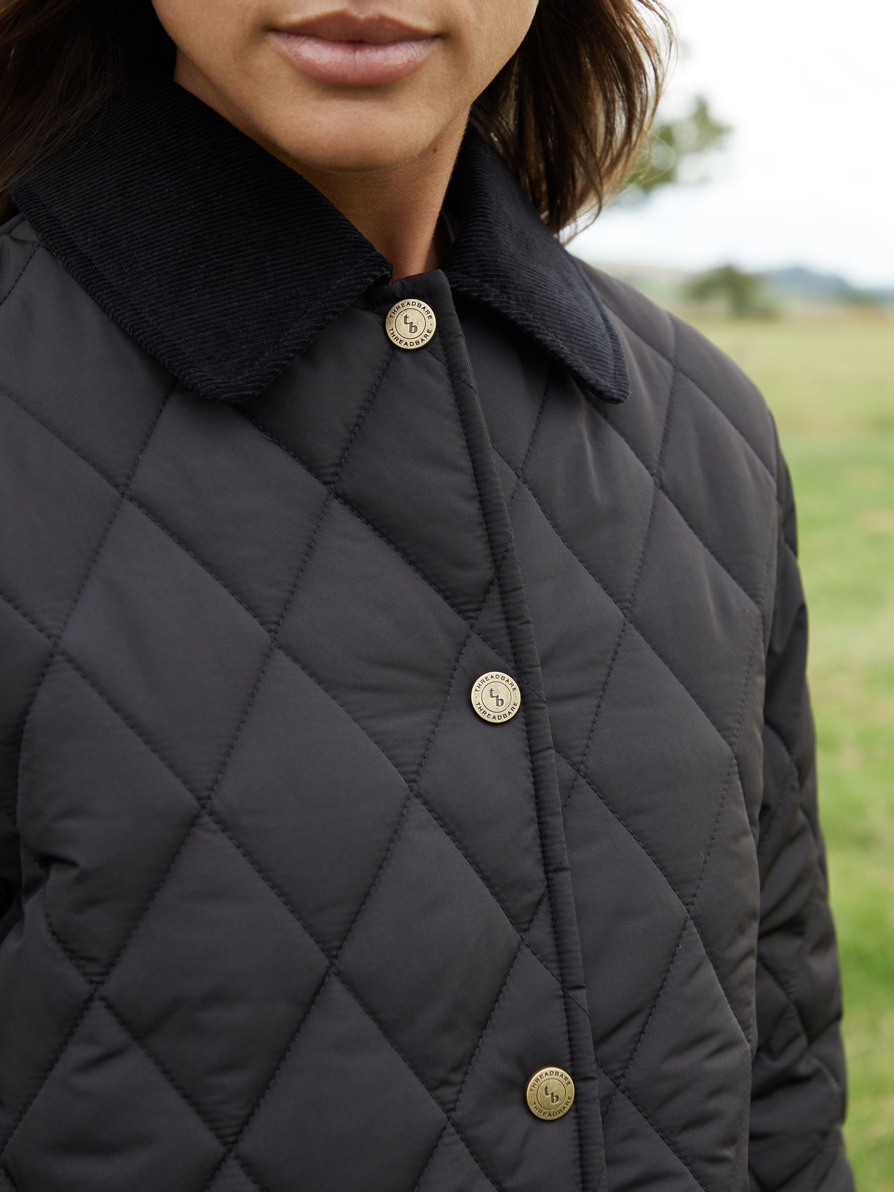 Buy Threadbare Black Collar Diamond Quilted Jacket from the Next UK ...