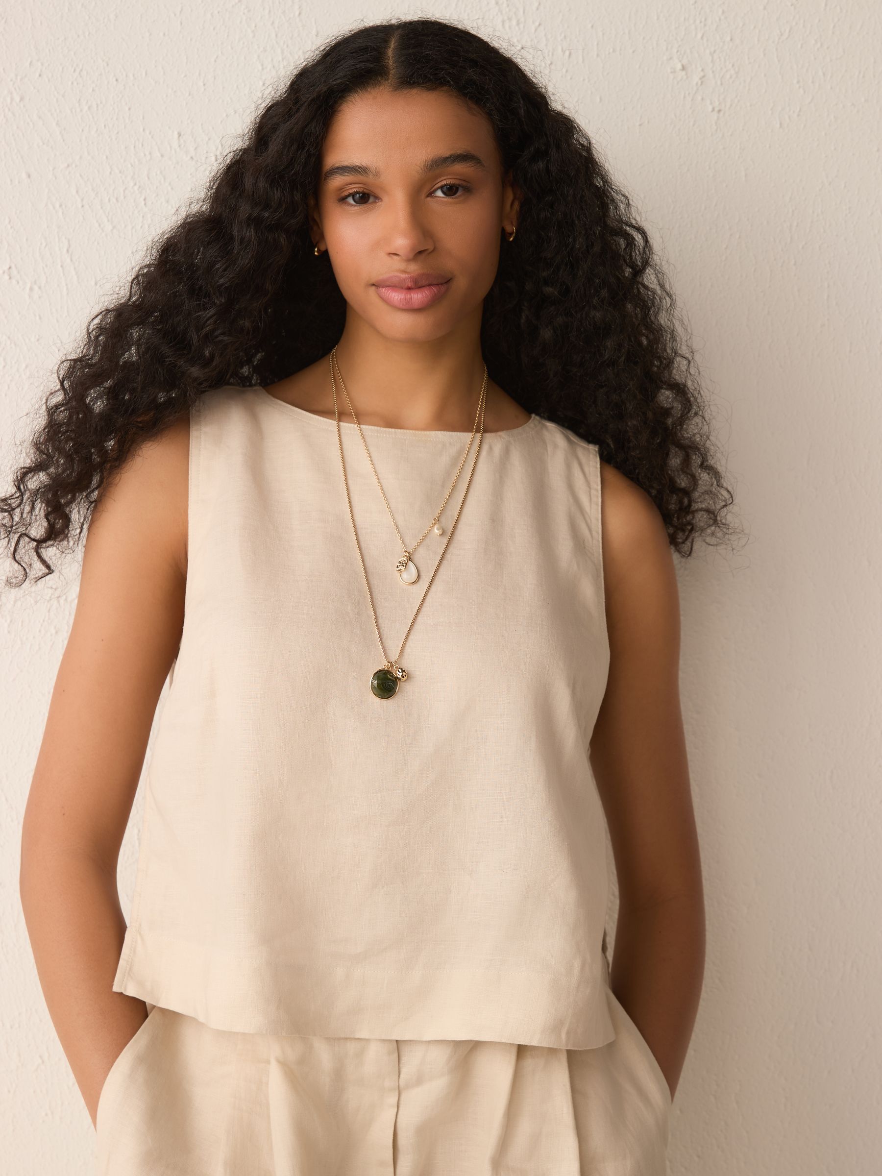 Buy Gold Tone Two Layer Pearl Effect Pendant Necklace from Next Israel