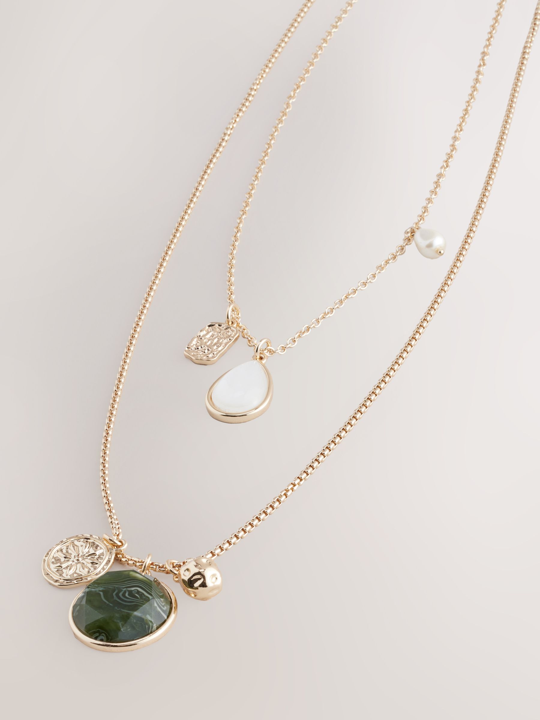 Buy Gold Tone Two Layer Pearl Effect Pendant Necklace from Next Israel