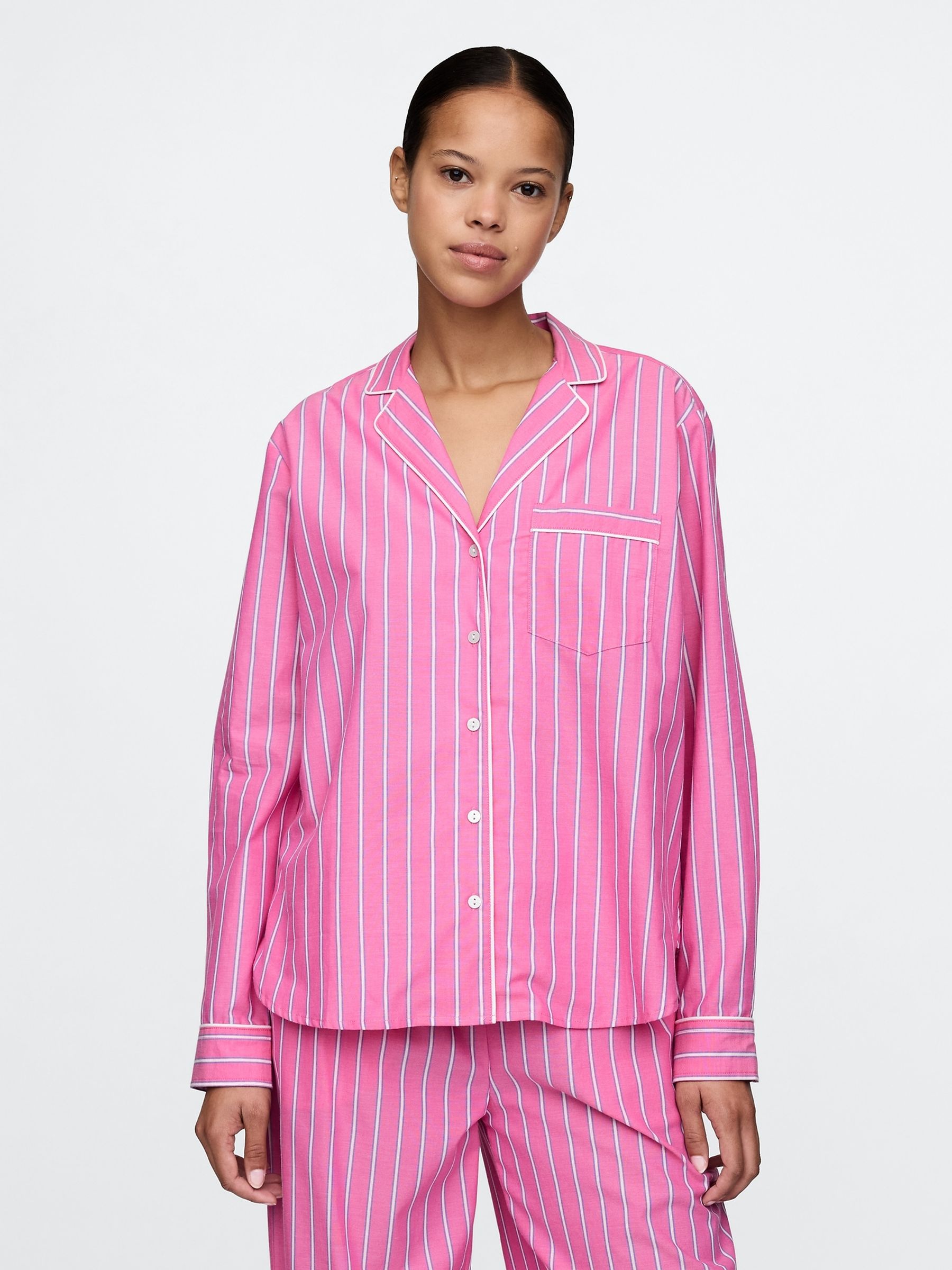 Buy Gap Pink Stripe Long Sleeve Poplin Pyjama Shirt from the Next UK ...
