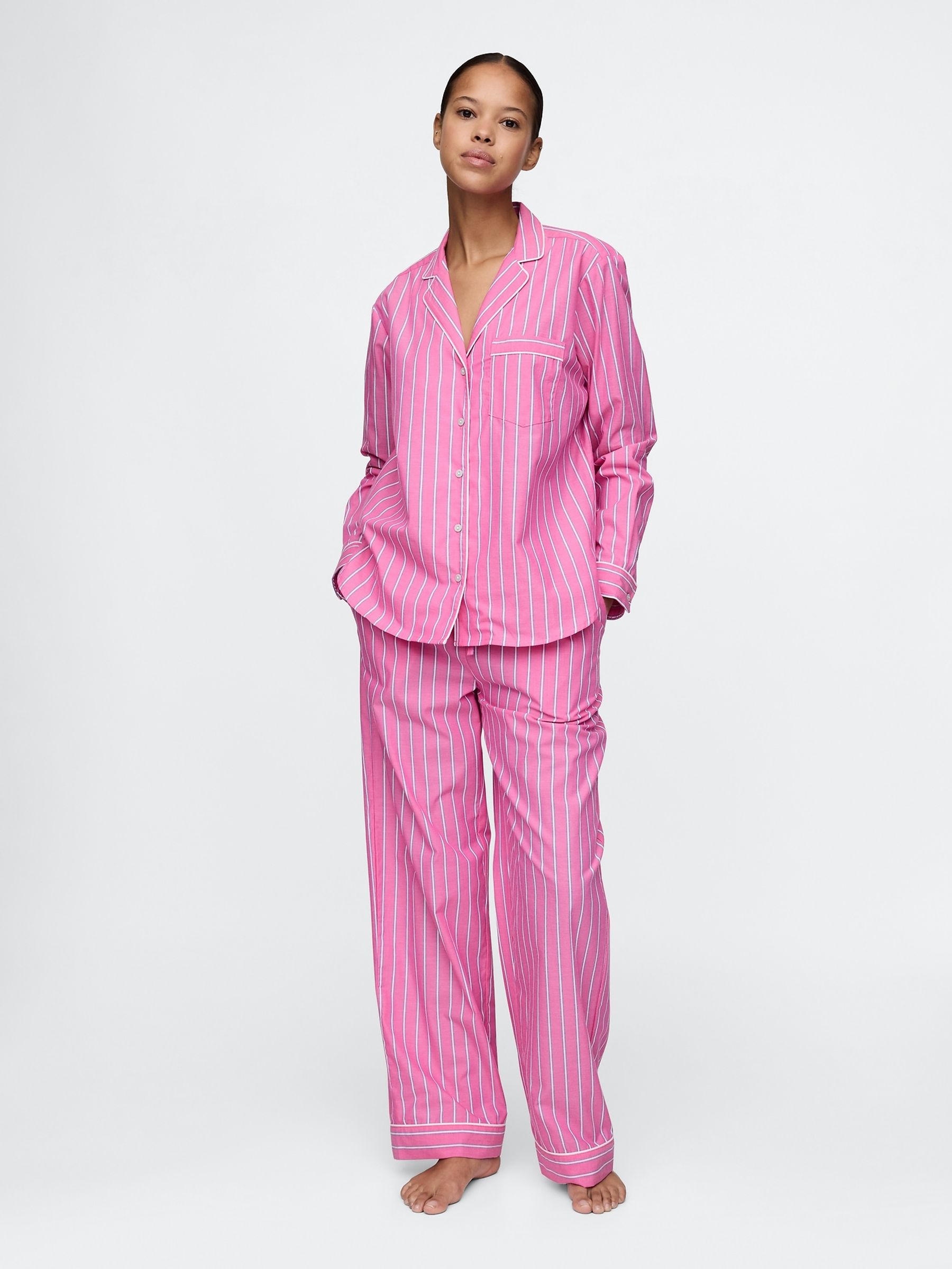 Buy Gap Pink Stripe Long Sleeve Poplin Pyjama Shirt from the Next UK ...