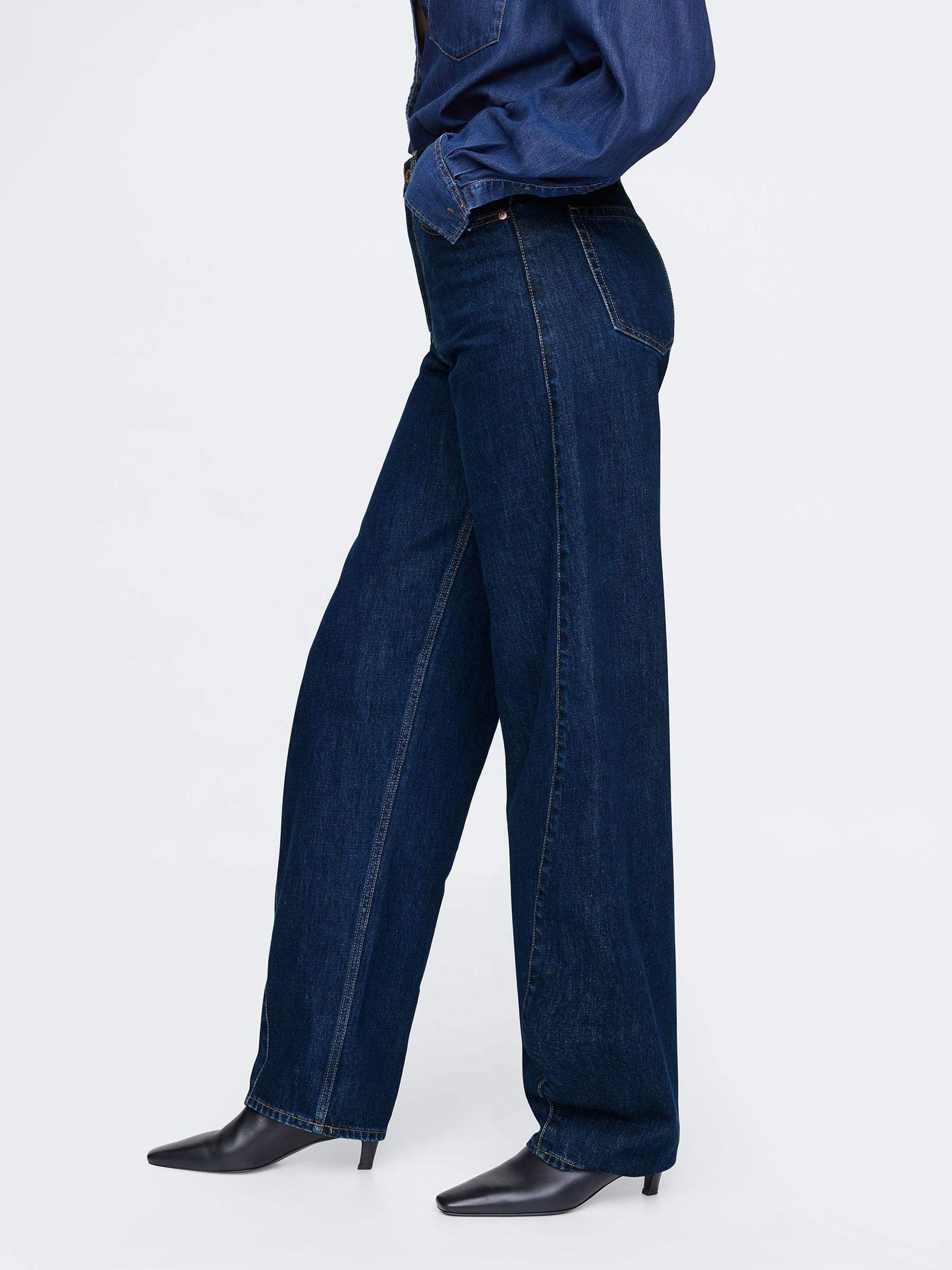 Buy Gap Dark Indigo Blue High Waisted Barrel Jeans from the Next UK ...