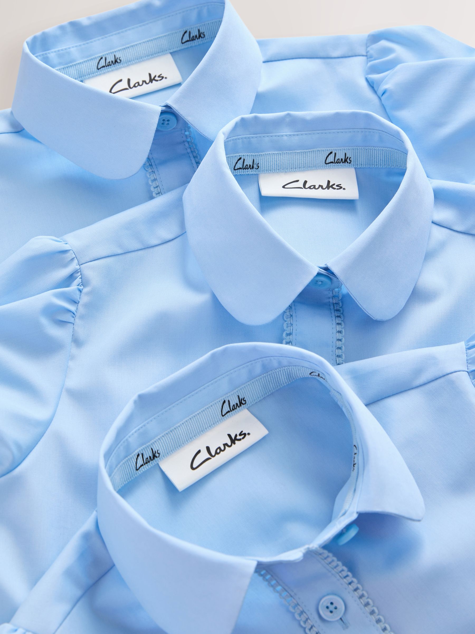 Buy Clarks Blue Short Sleeve Girls Short Sleeve School Shirts 3 Pack ...