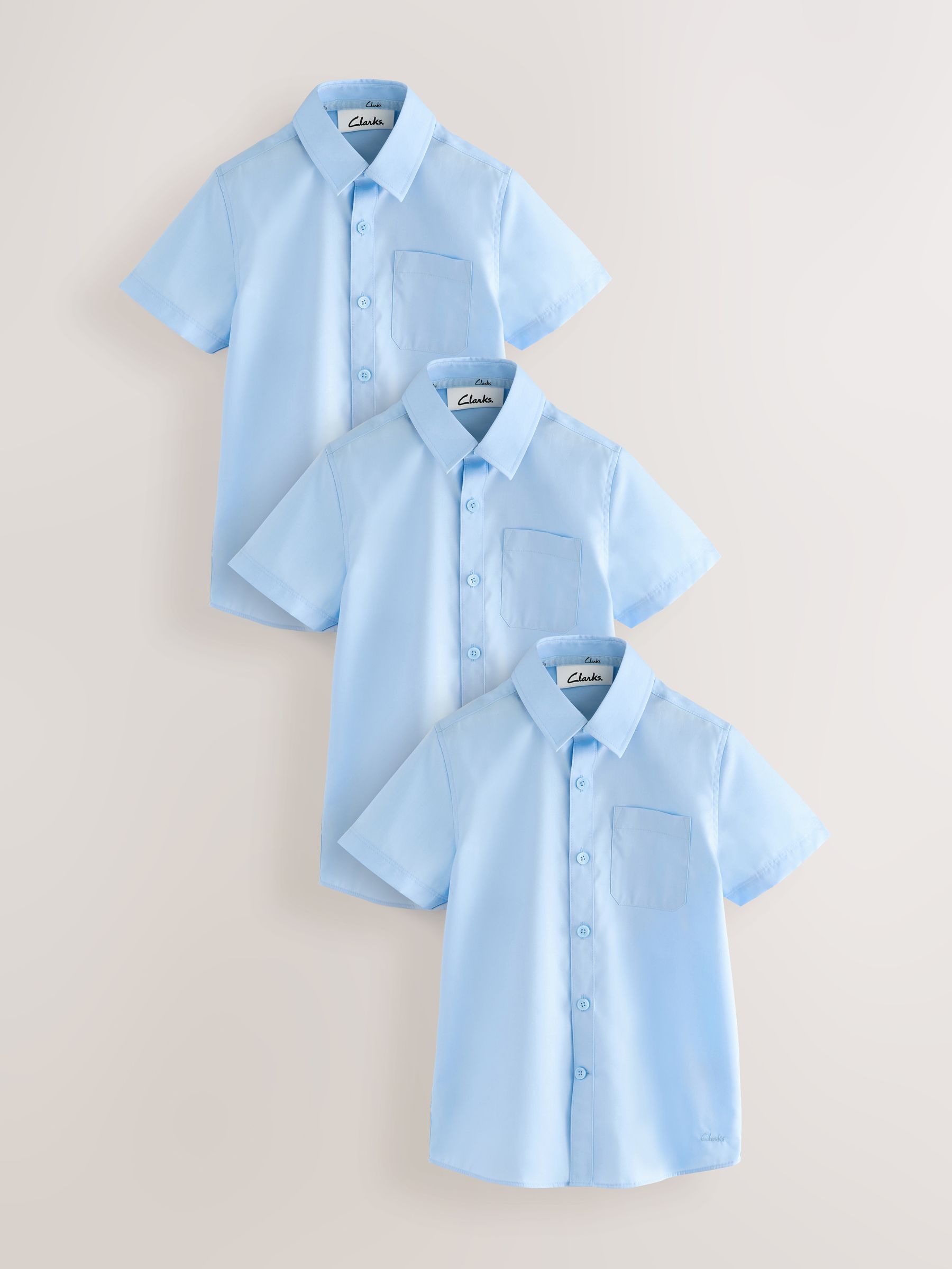 Buy Clarks Blue Short Sleeve School Shirts 3 Pack from the Next UK ...