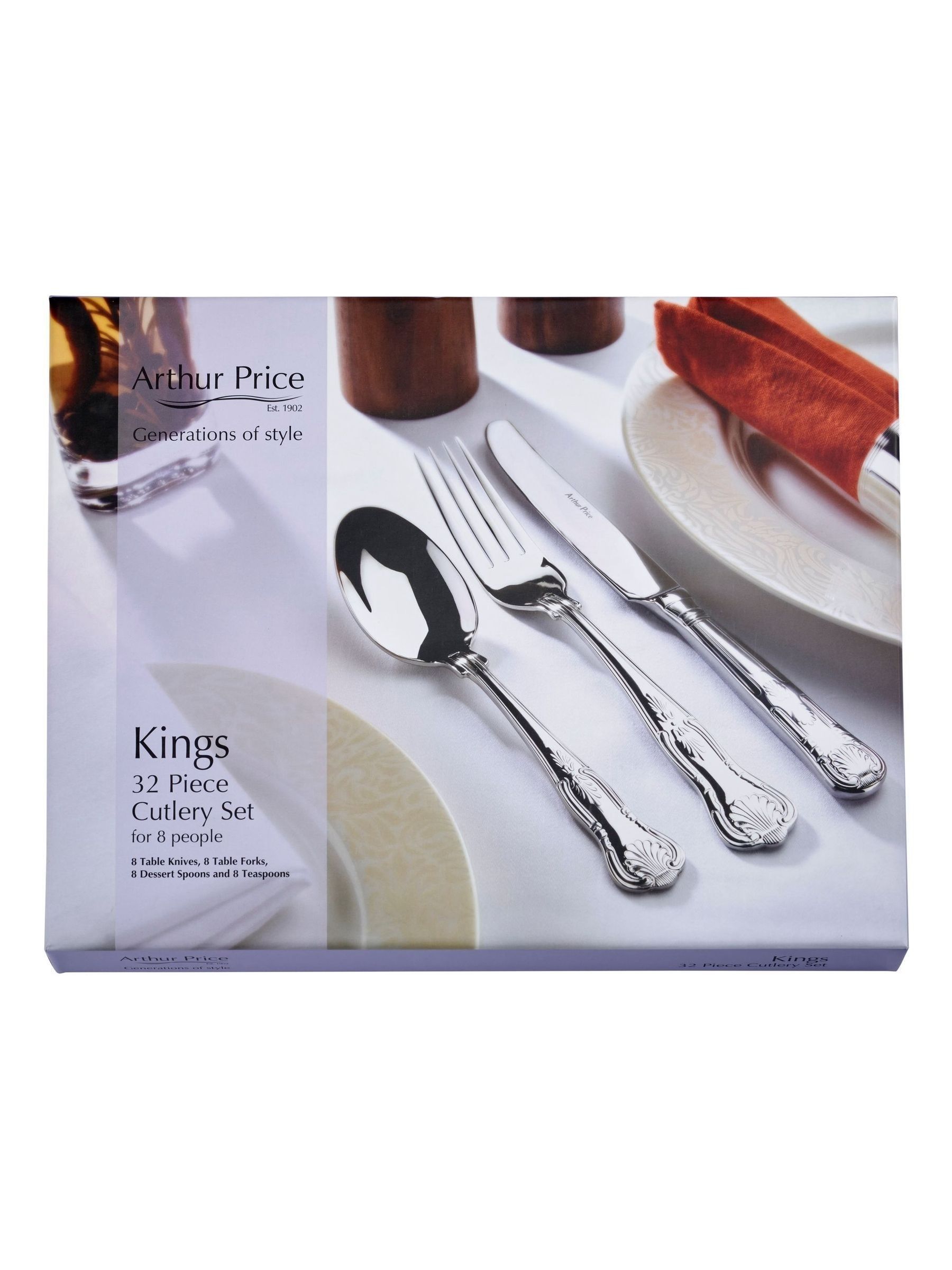 Buy Arthur Price 32 Piece Stainless Steel Kings 8 Person Cutlery Set ...