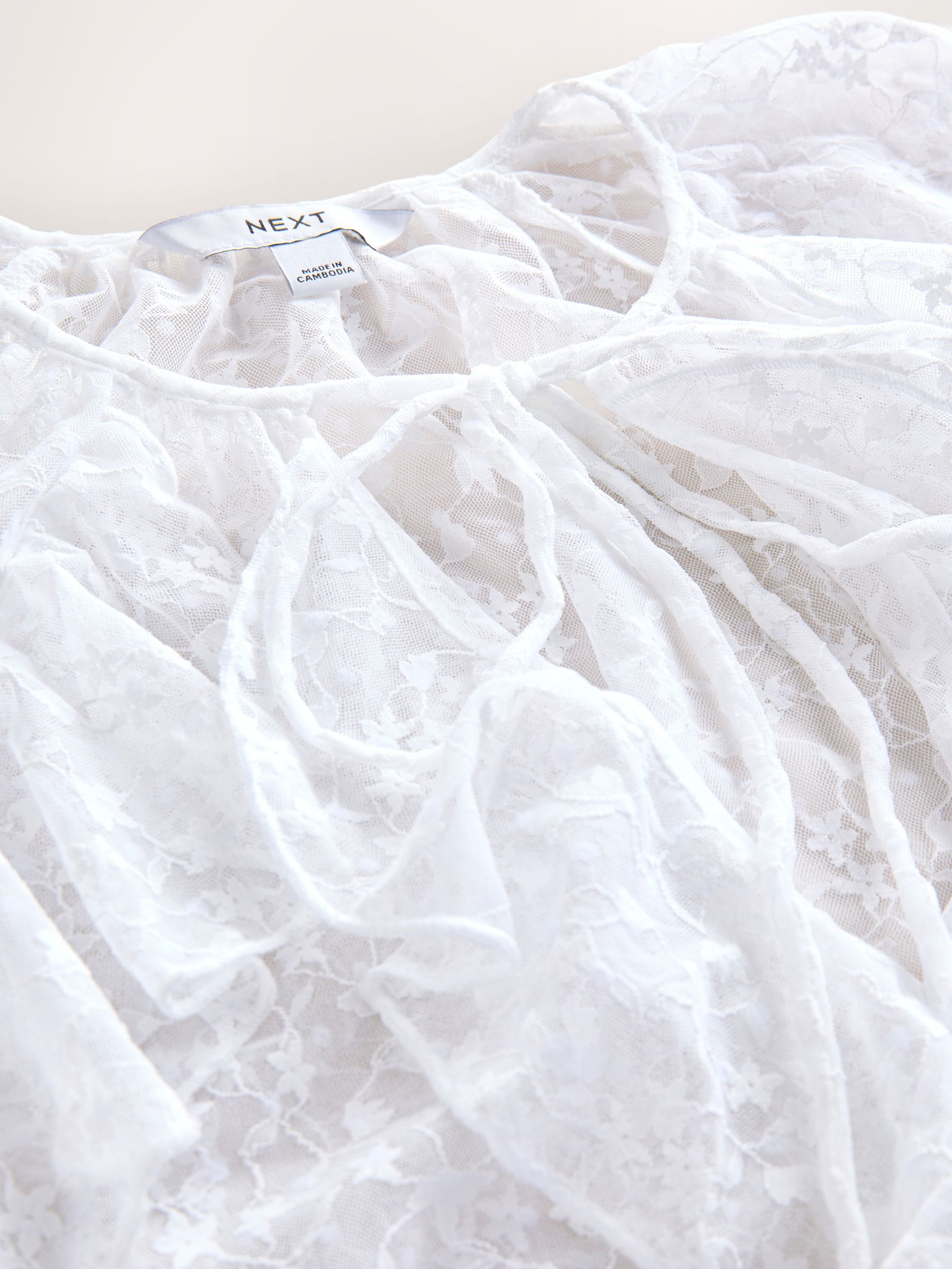 Buy White Short Sleeve Ruffle Mesh Blouse from the Next UK online shop