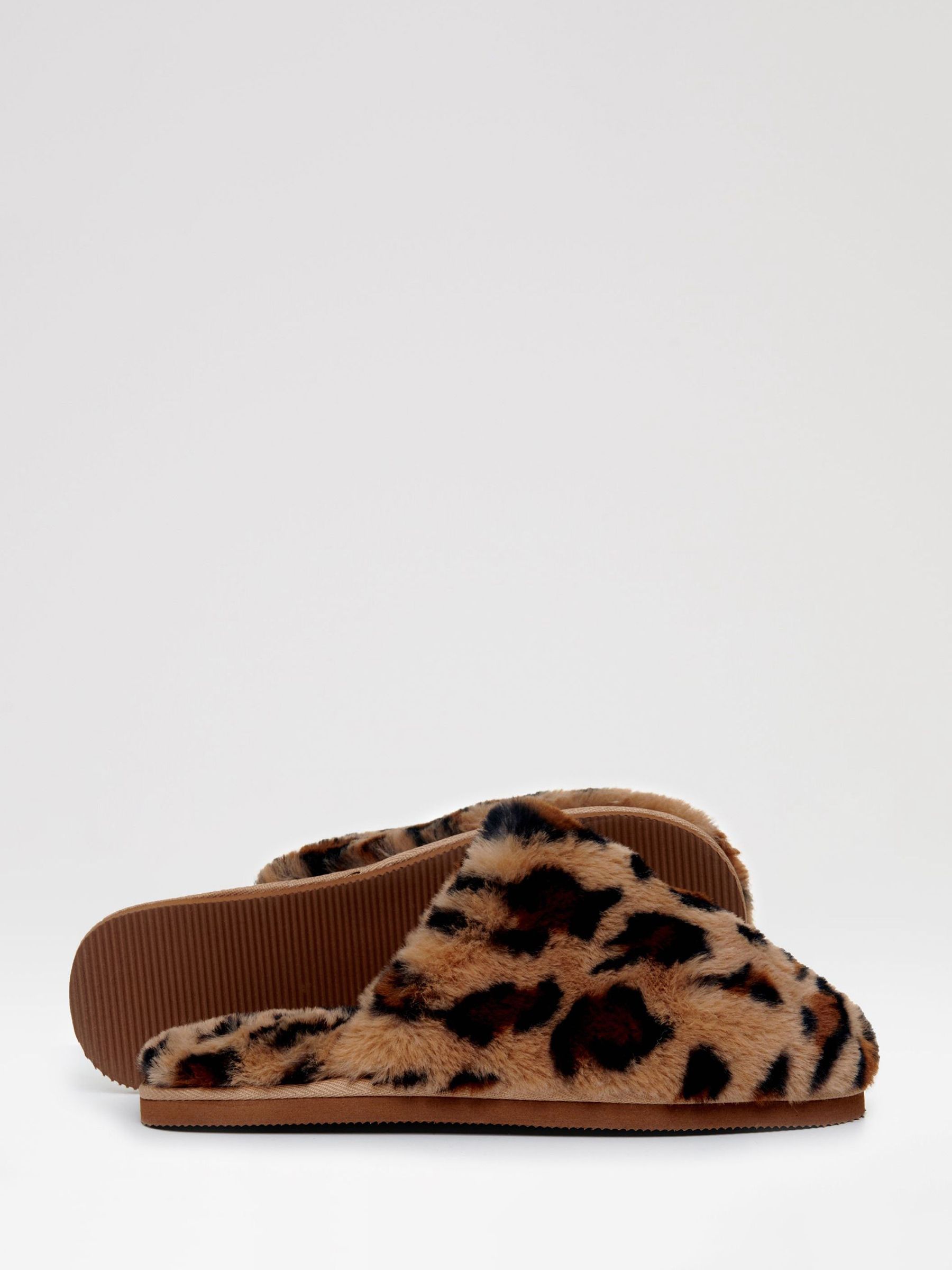 Buy Threadbare Leopard Faux Fur Mule Slippers from the Next UK online shop