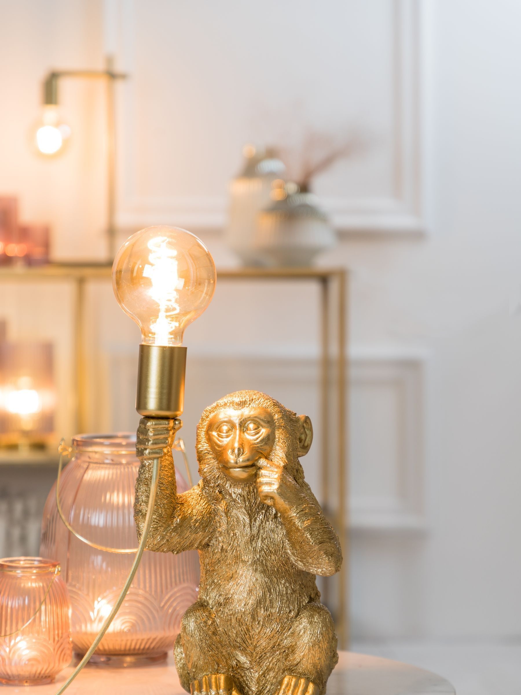 Buy Light & Living Gold Monkey Table Lamp from the Next UK online shop