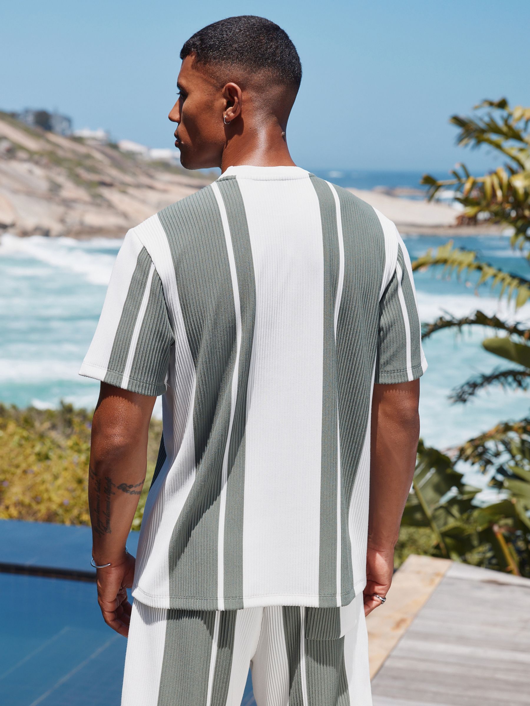 Buy Green Smart Vertical Stripe T-Shirt from the Next UK online shop
