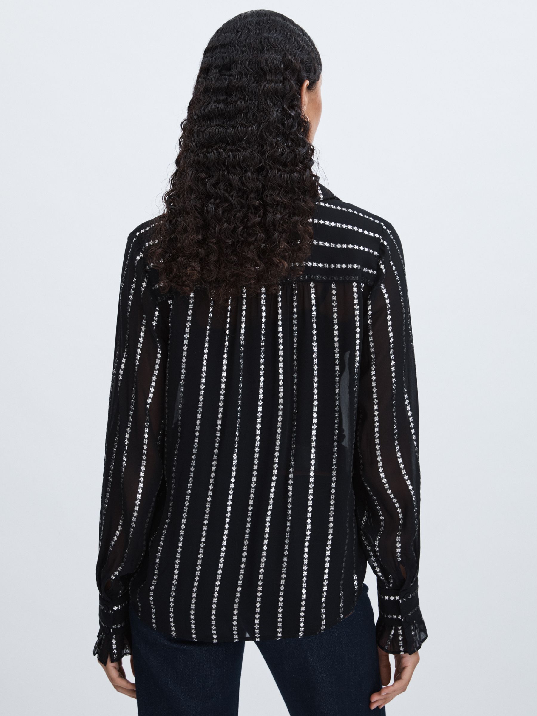 Buy Paige Black Sheer Floral-Stripe Blouse from the Next UK online shop