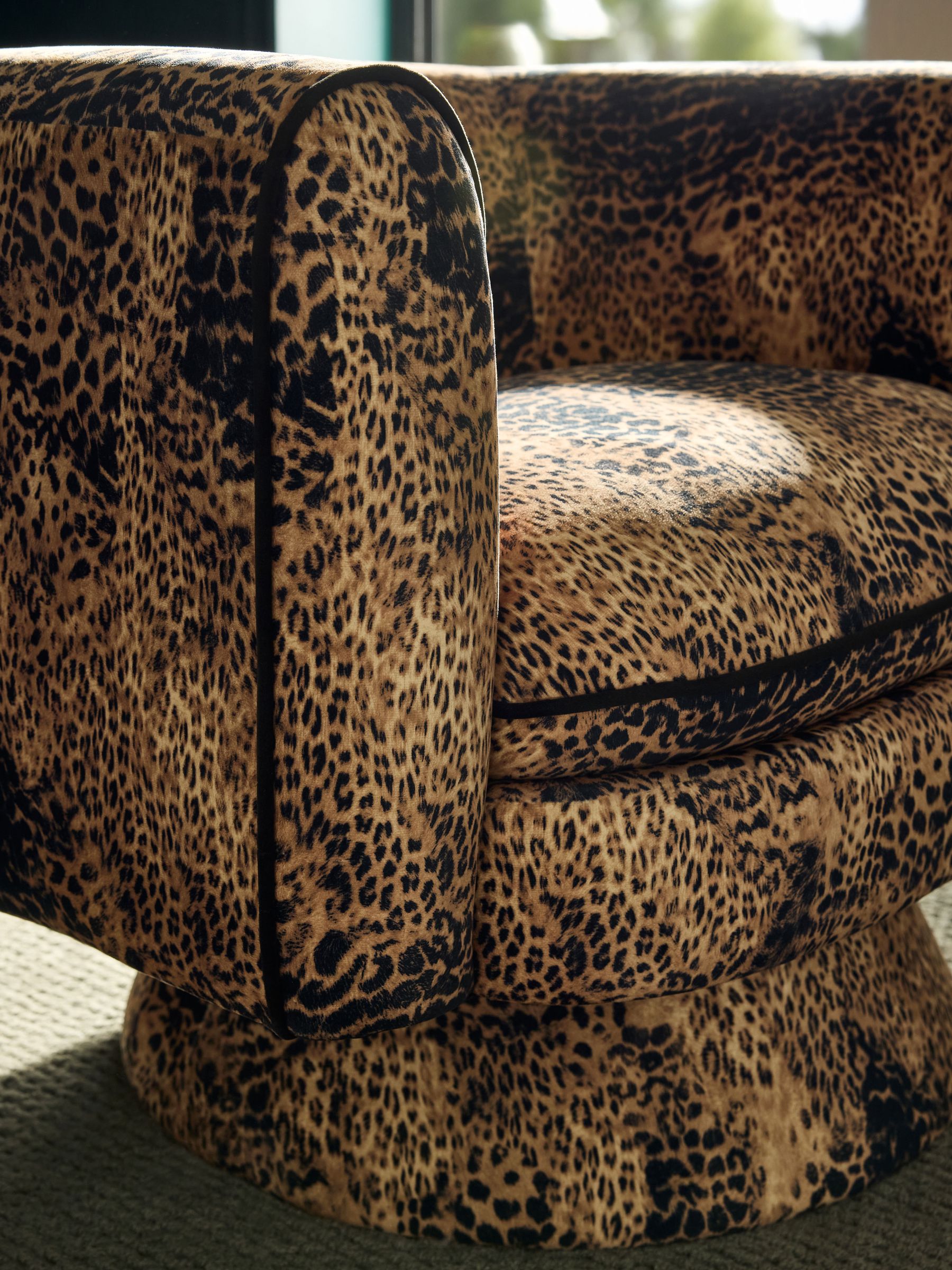 Buy Opulent Velvet Leopard Print Emilie Swivel Accent Chair from the ...