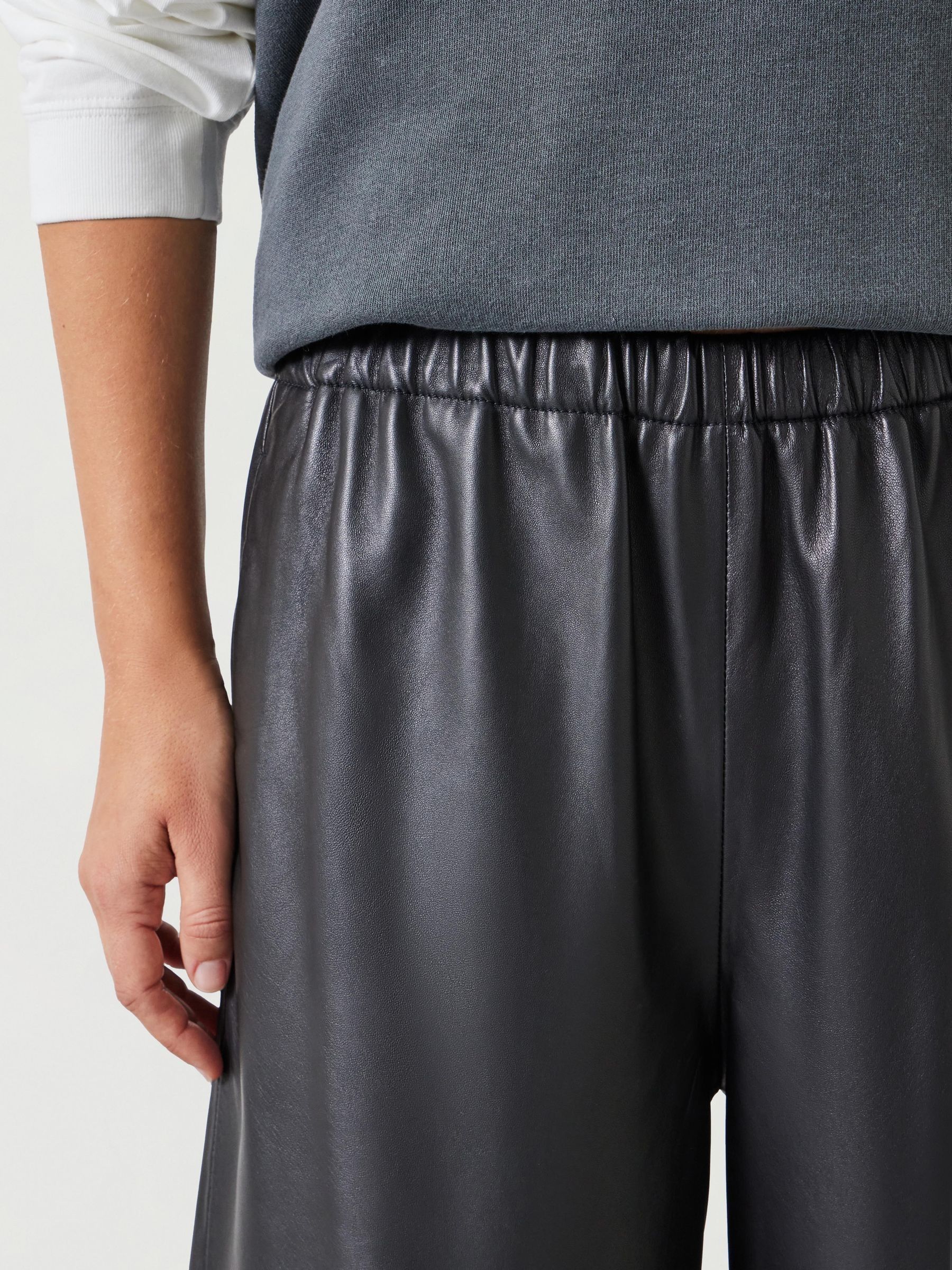 Buy Hush Black Agatha Leather Pull On Trousers from the Next UK online shop