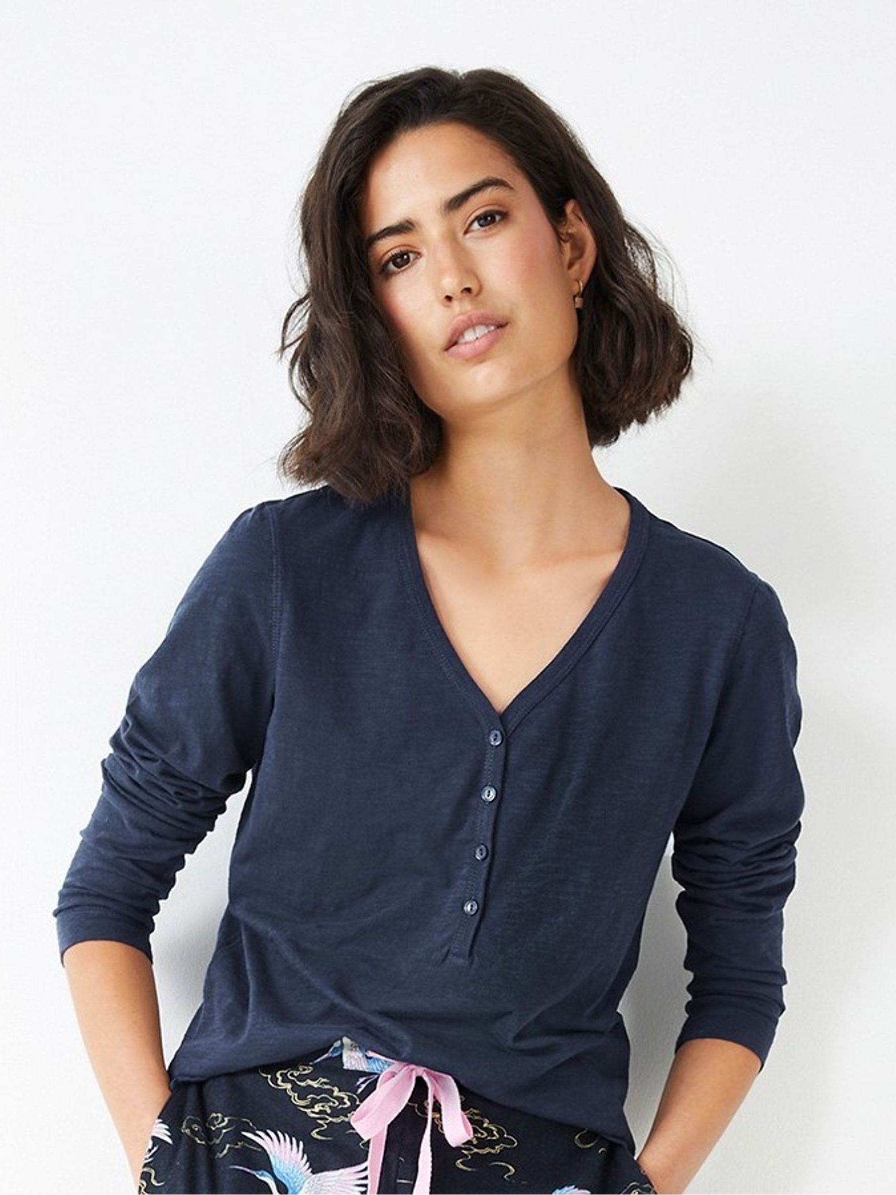 Buy Hush Blue Long Sleeve Henley 100% Cotton Top from the Next UK ...