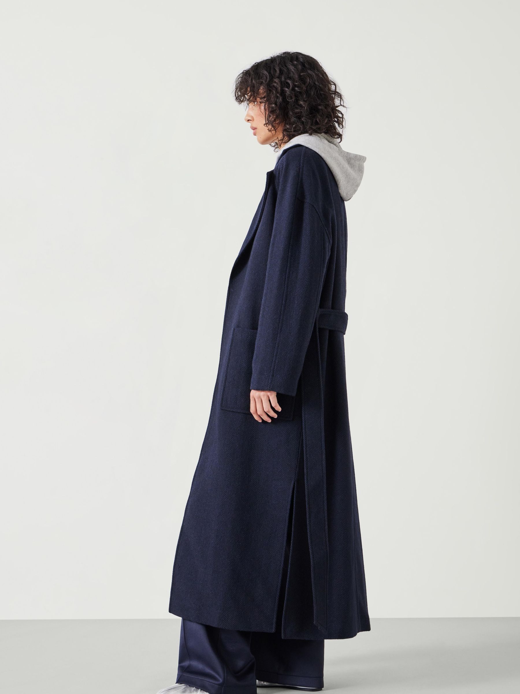 Buy Hush Blue Kaitlin Relaxed Wool Blend Herringbone Coat from the Next ...