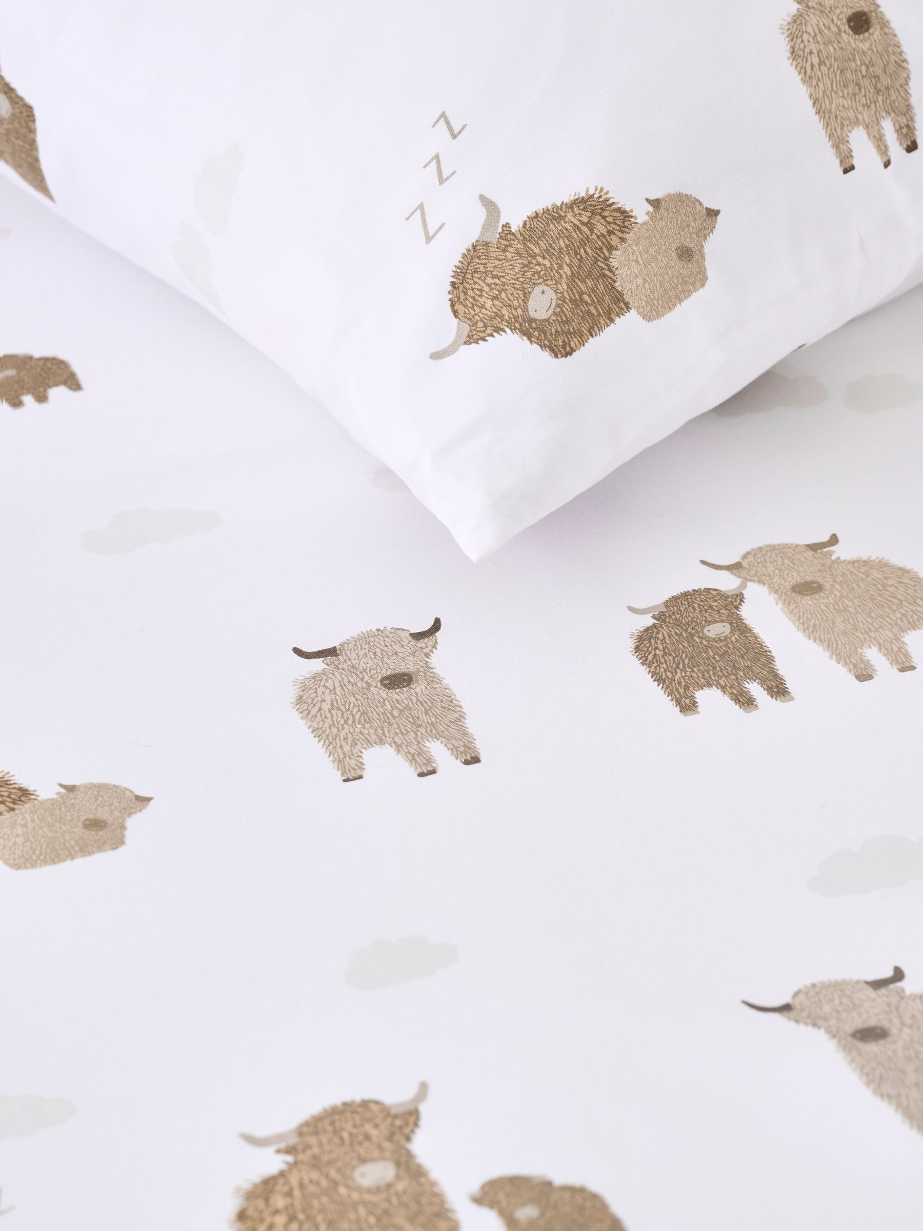 Buy White Hamish The Highland Cow Fitted Sheet Pillowcase Set from the ...