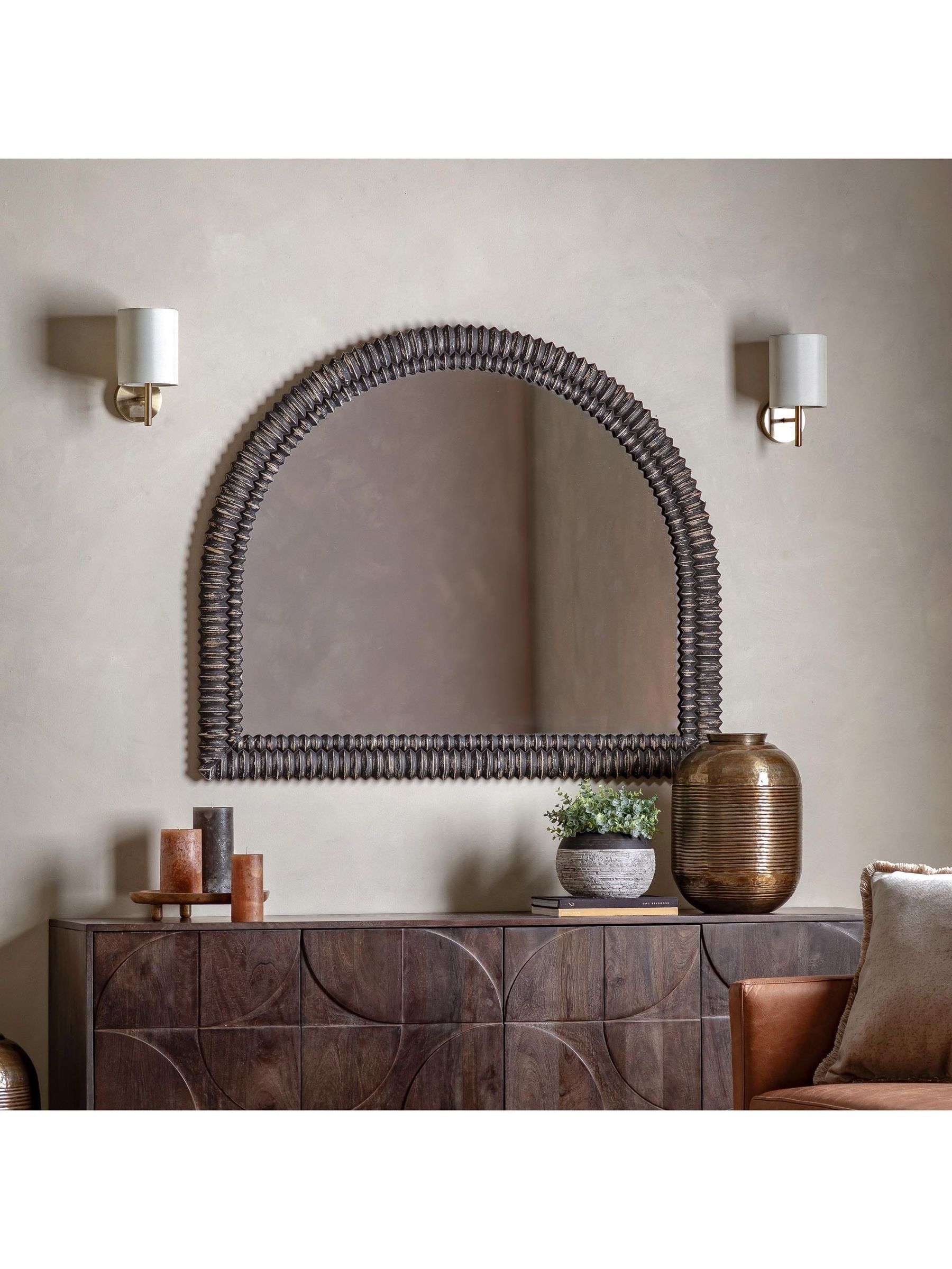 Buy Gallery Home Black Lyle Arch Overmantle Mirror from the Next UK ...