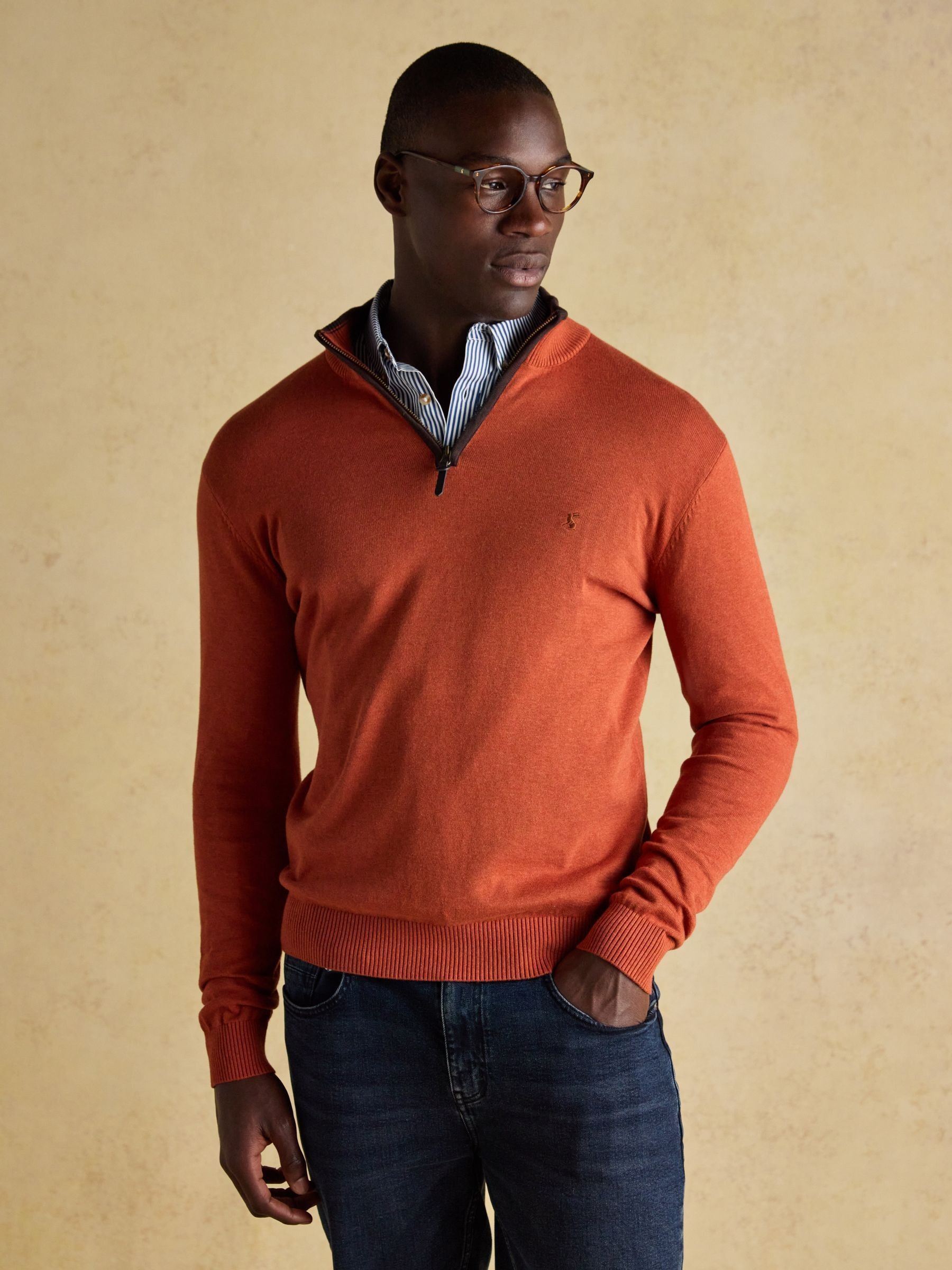 Buy Joules Hillside Orange Quarter Zip Knitted Jumper from the Next UK ...
