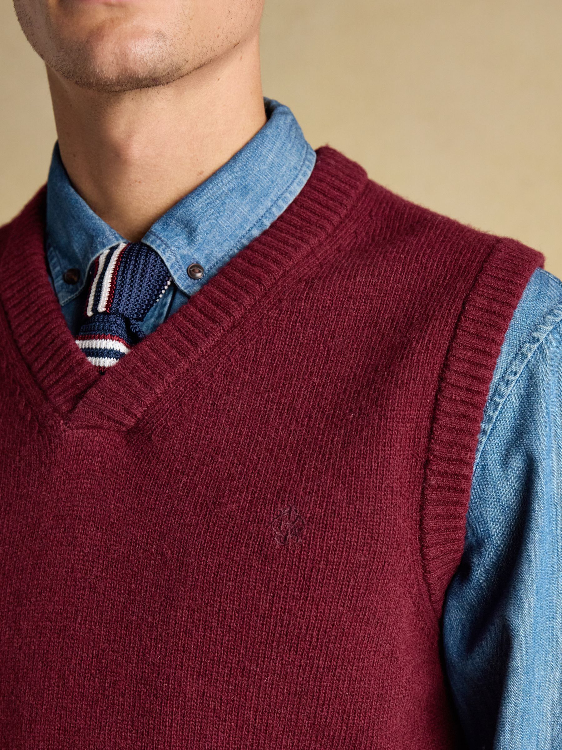 Buy Joules Highland Burgundy Red Wool-Rich Knitted Tank Top from the ...